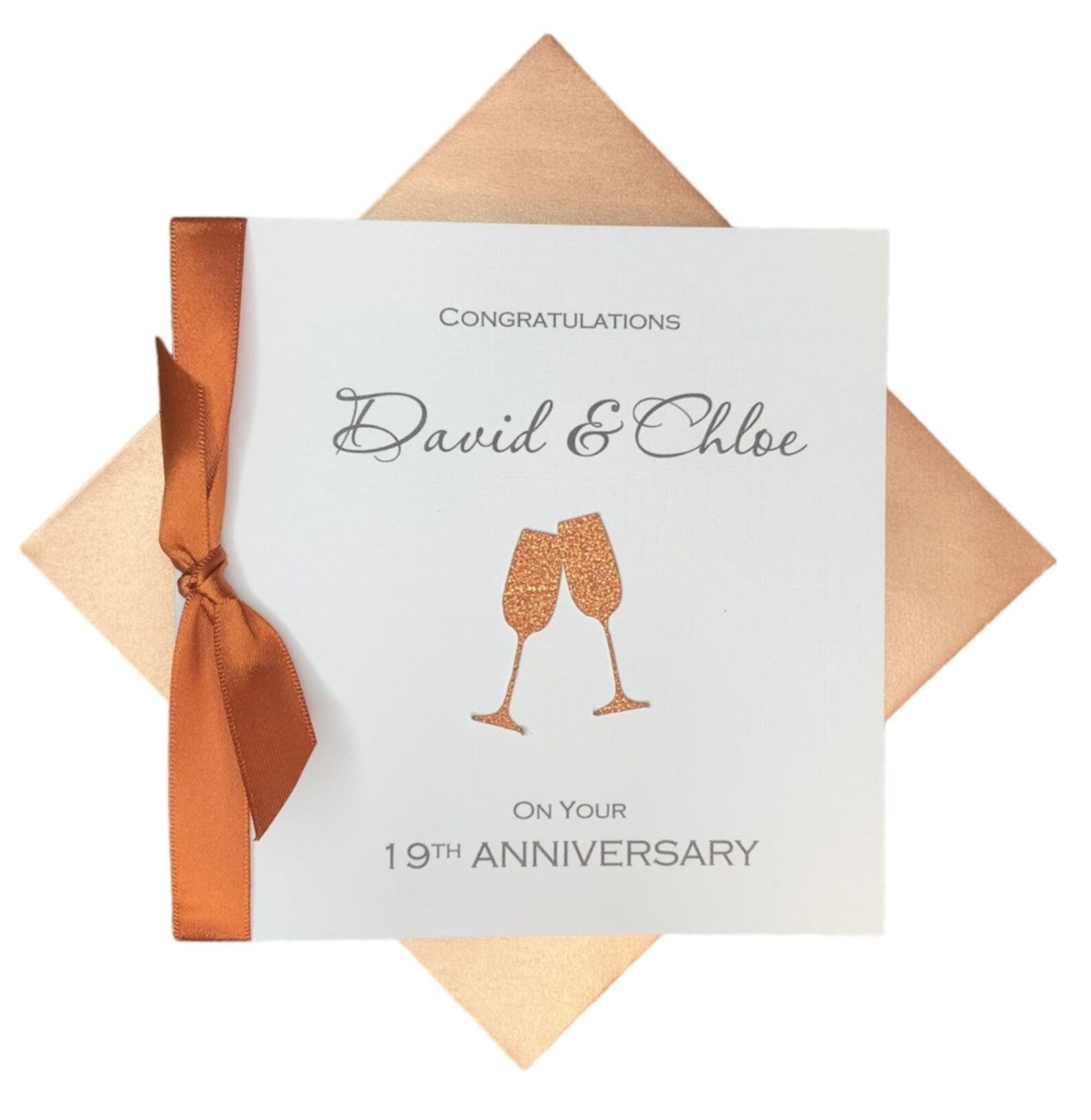 19th Wedding Anniversary Card - Bronze 19 Year Nineteenth Greeting Card ...