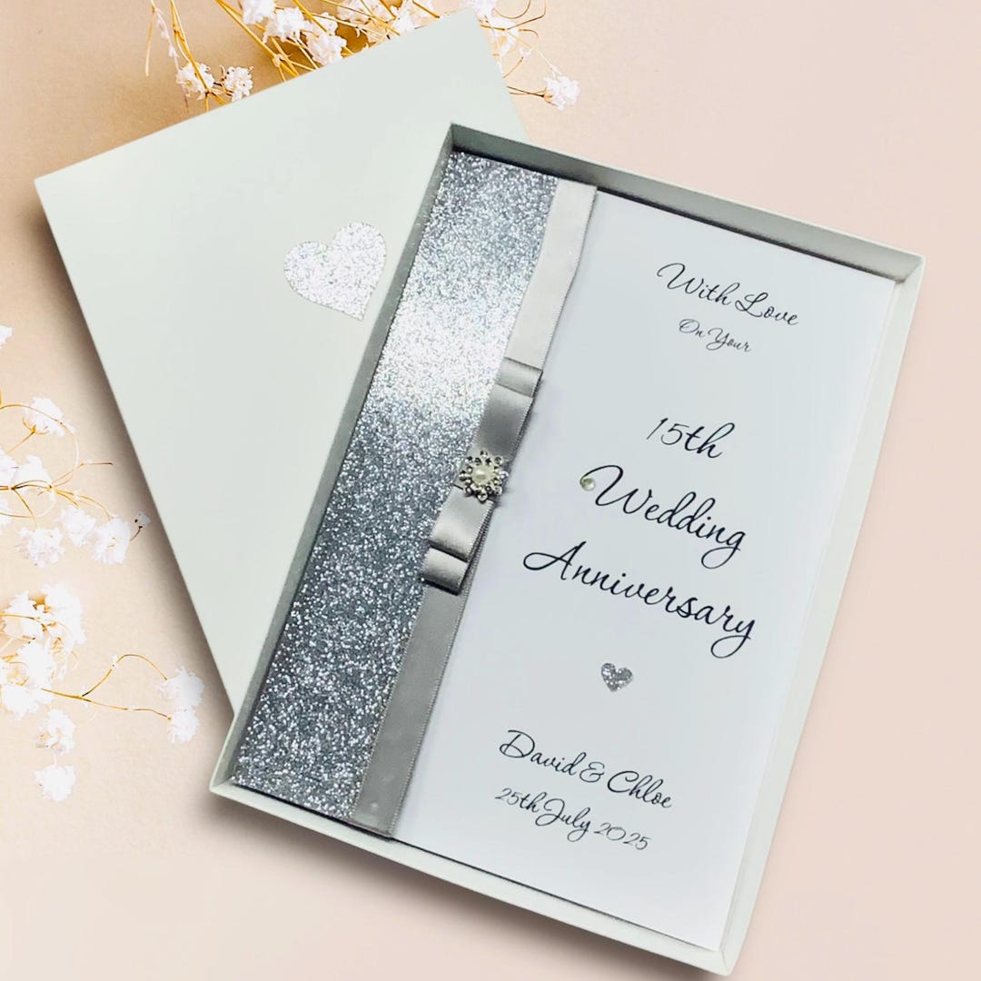 15th Wedding Anniversary Card - Crystal 15 Year Fifteenth Gift Wife ...