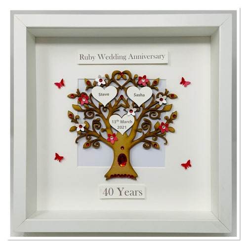 Ruby Wedding Anniversary Frame Wedding Gift Personalised - Etsy