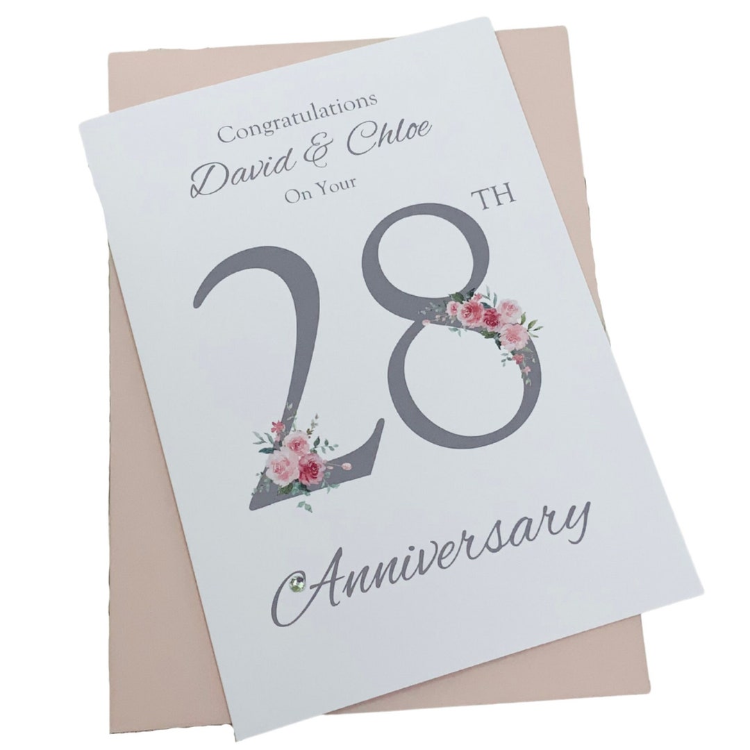 28th Wedding Anniversary Card - Orchid 28 Year Twenty Eighth Greeting ...
