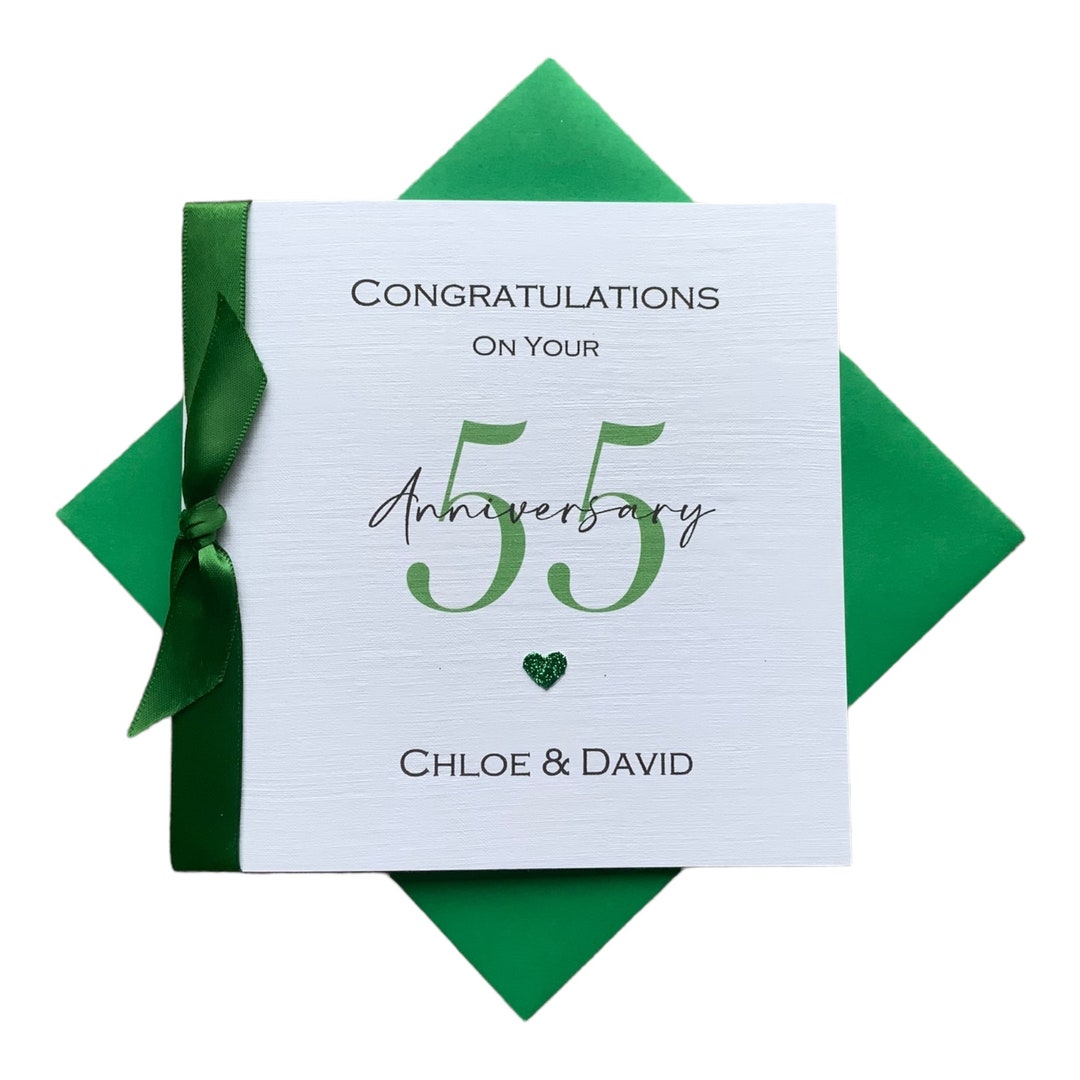 55th Wedding Anniversary Card - Emerald 55 Year Fifty Fifth Greeting ...