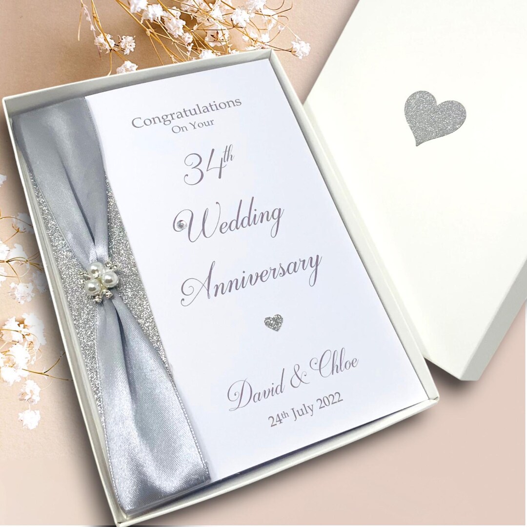 34th Wedding Anniversary Card - Opal 34 Year Thirty Fourth Anniversary ...