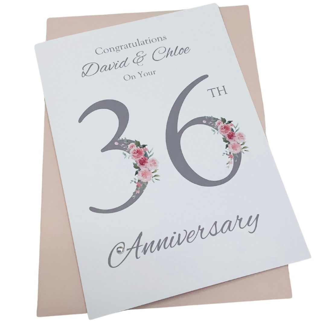 36th Wedding Anniversary Card - Bone China 36 Year Thirty Sixth ...