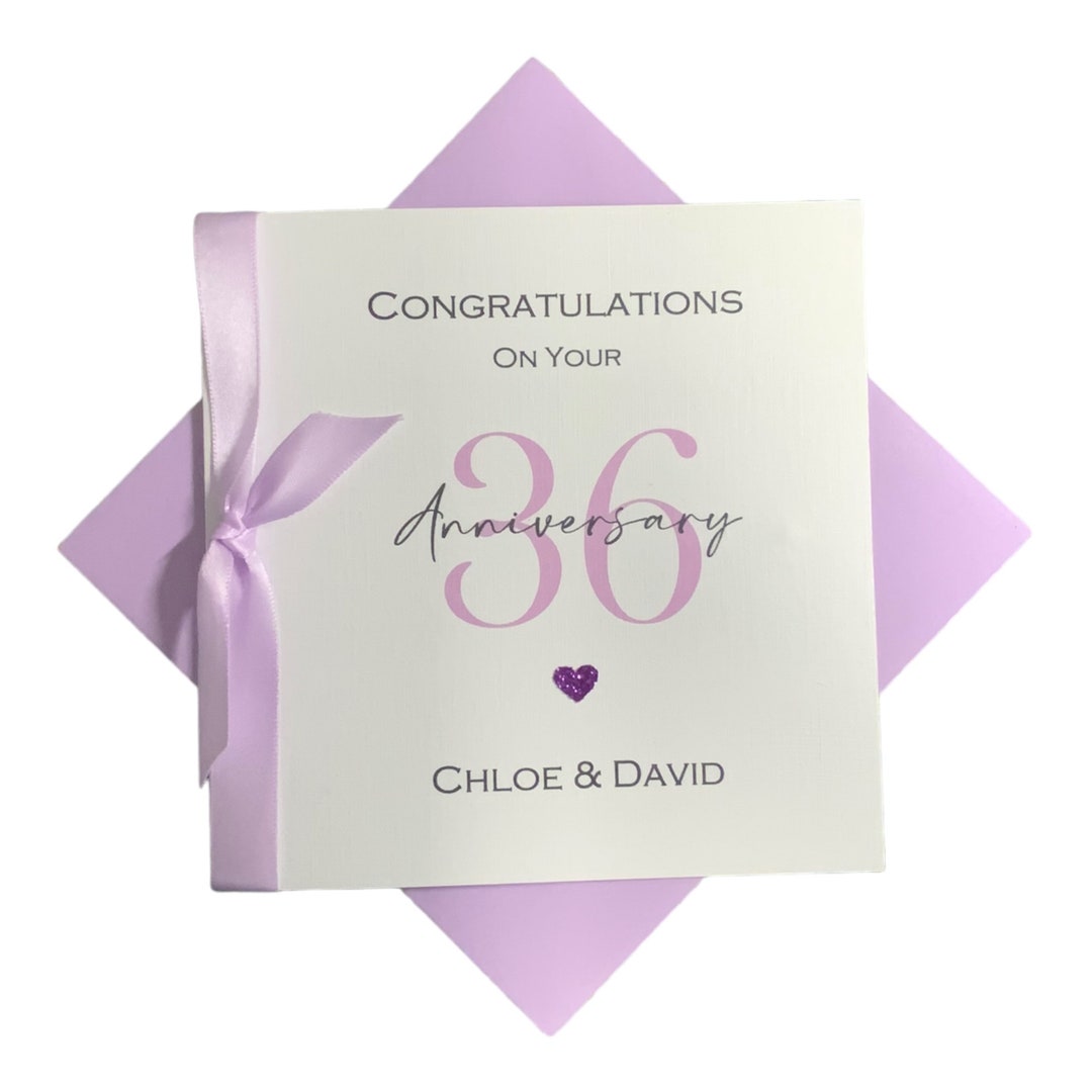 36th Wedding Anniversary Card - Bone China 36 Year Thirty Sixth ...