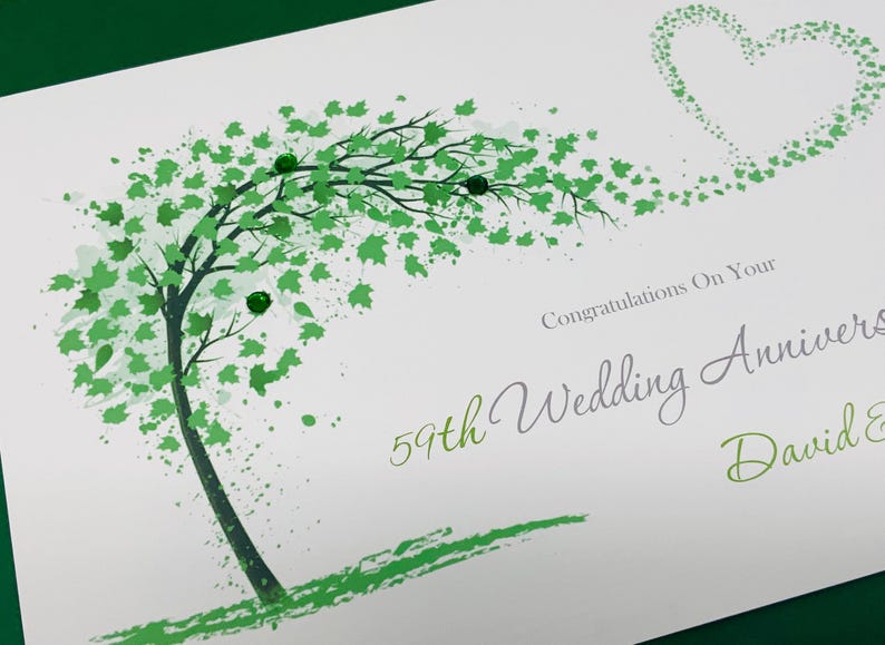 59th Wedding Anniversary Card - Charity 59 Year Fifty Ninth Greeting ...