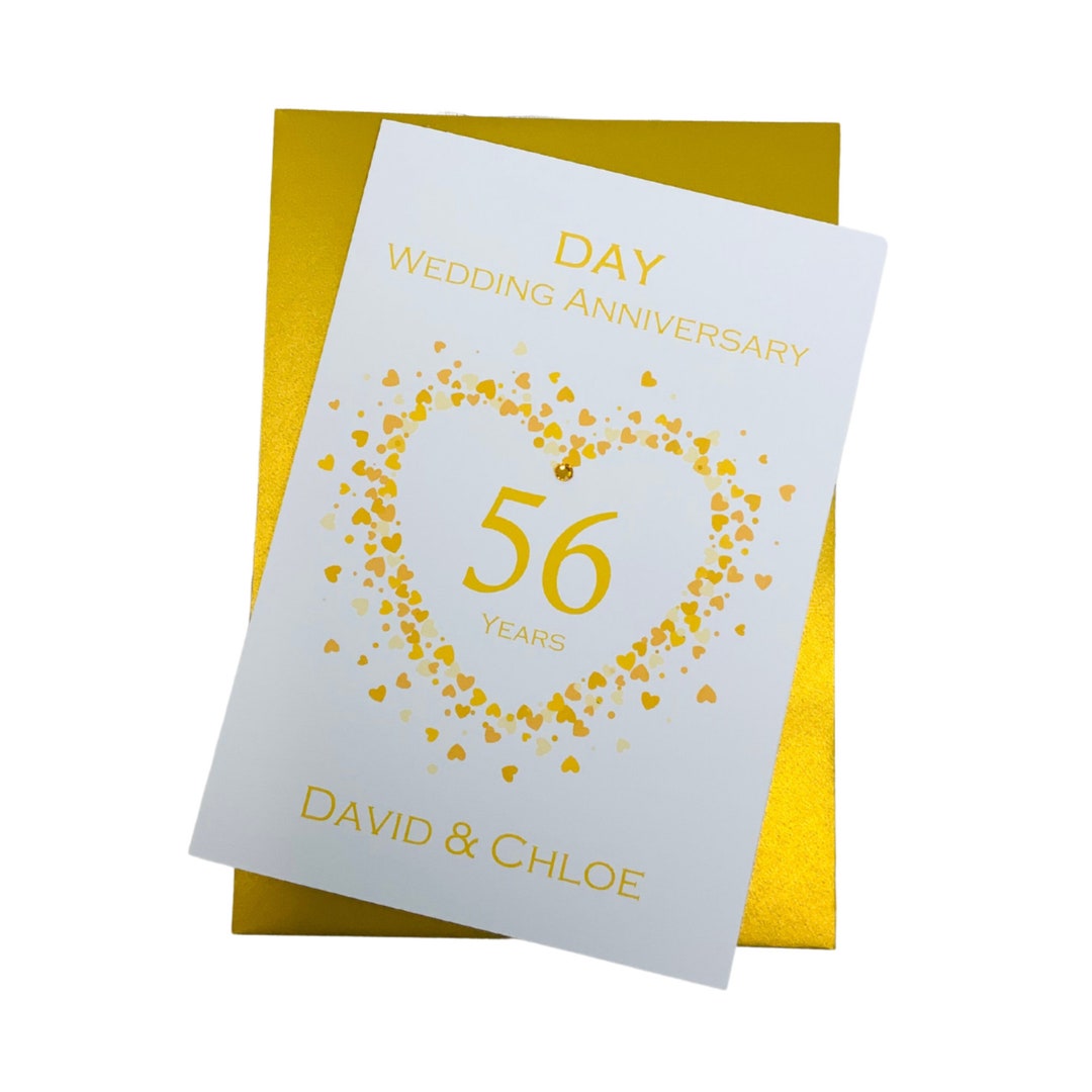 56th Wedding Anniversary Card - Day 56 Year Fifty Sixth Greeting Gift ...
