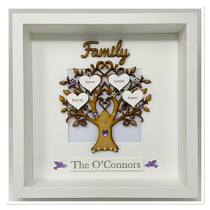 Family Tree 3D Box Frame Picture Personalised up to 14 Names Mothers ...