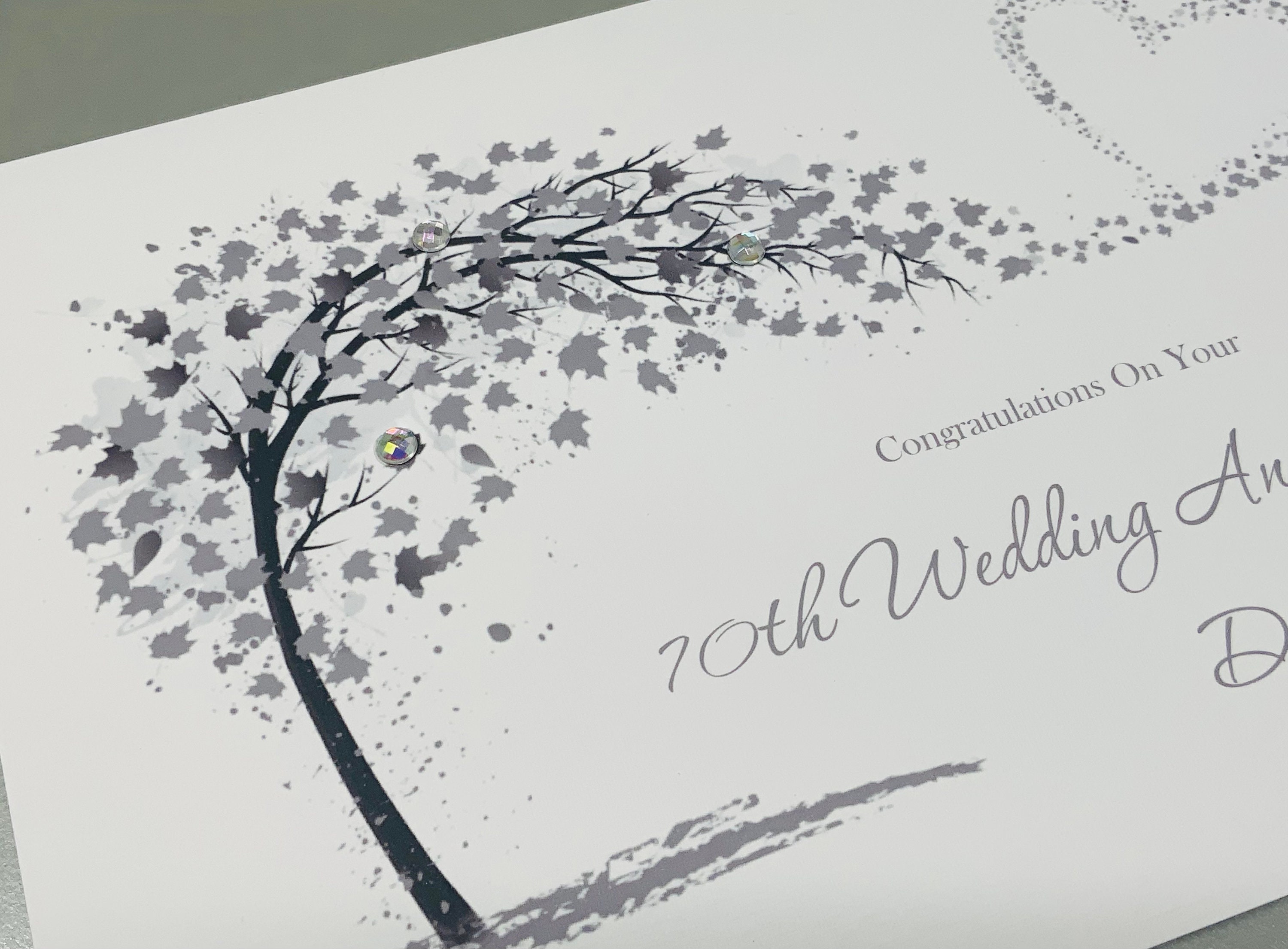 70th Wedding Anniversary Card Platinum 70 Year Seventieth Etsy Uk