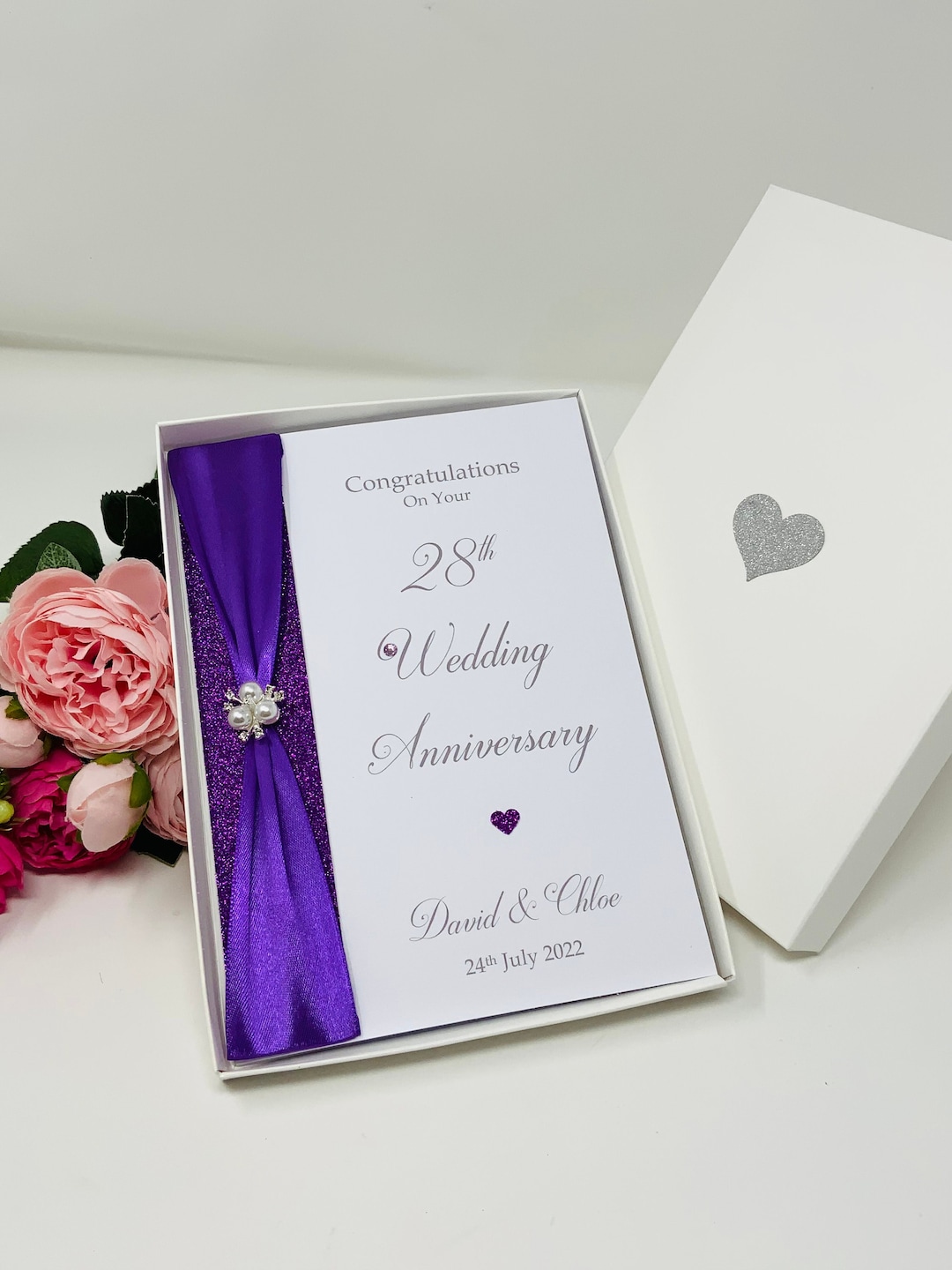 28th Wedding Anniversary Card Orchid 28 Year Twenty Eighth Anniversary ...