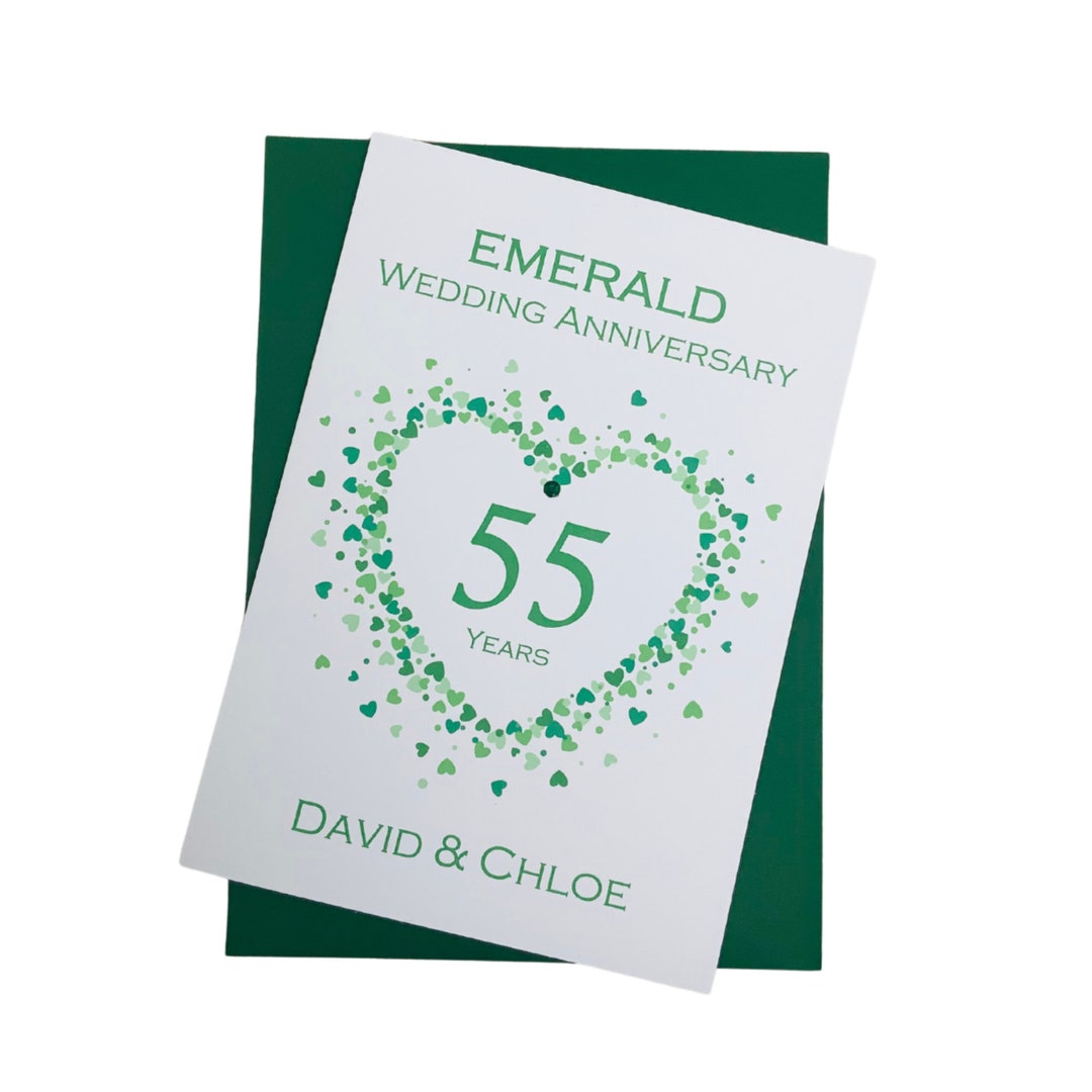 55th Wedding Anniversary Card - Emerald 55 Year Fifty Fifth Greeting ...