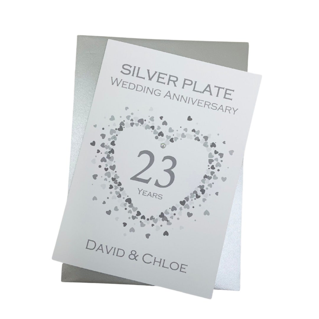 23rd Wedding Anniversary Card - Silver Plate 23 Year Twenty Third ...