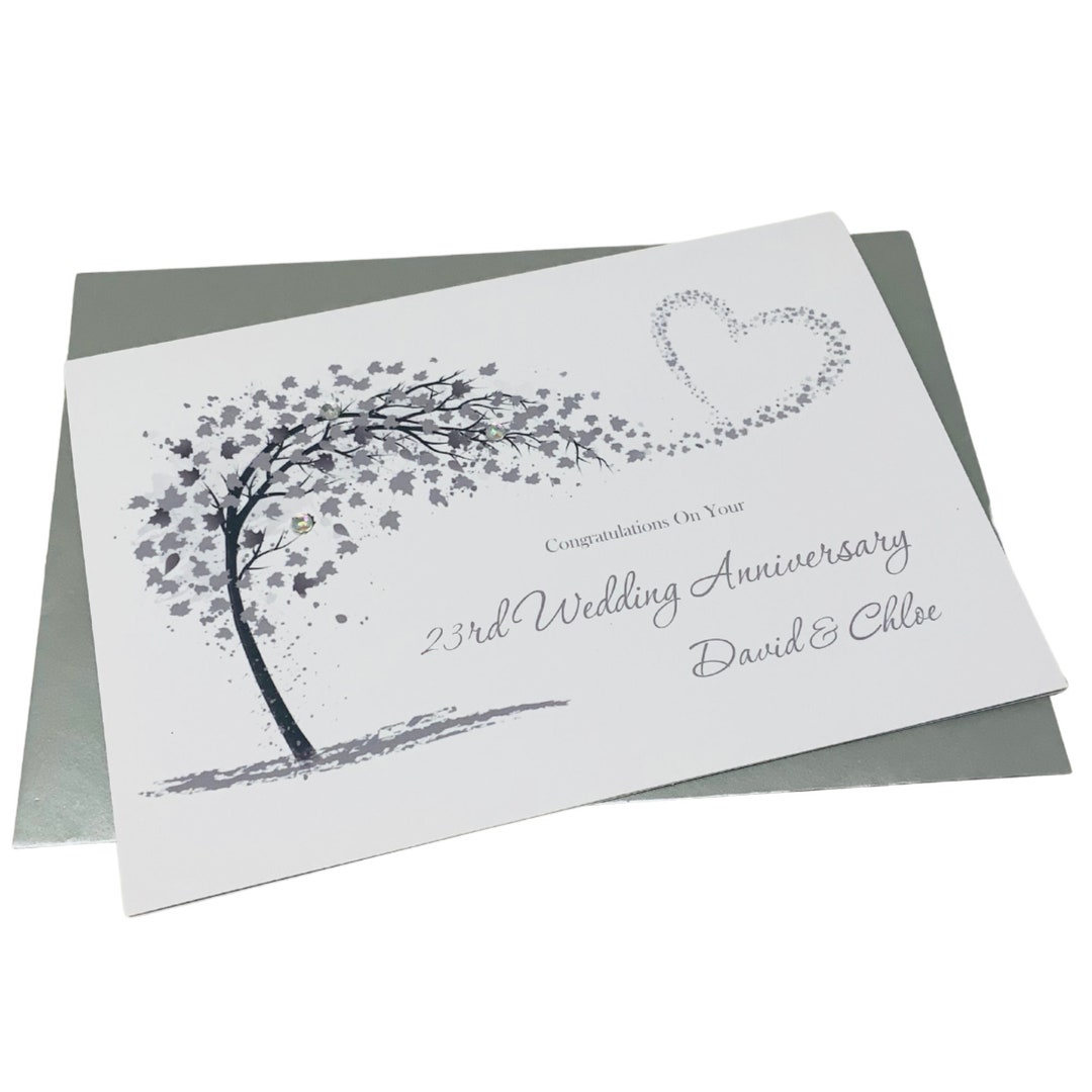 23rd Wedding Anniversary Card - Silver Plate 23 Year Twenty Third ...