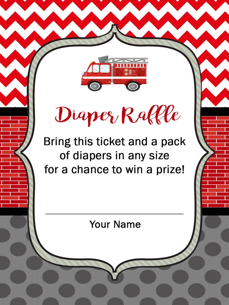 Fire Truck Diaper Raffle - Etsy