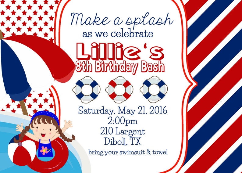 Swim Party Invitation - Etsy