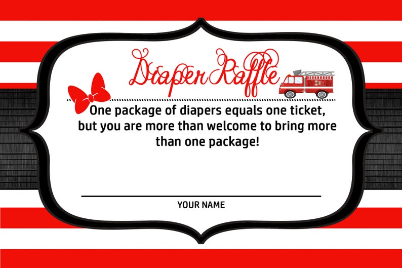 Fire Truck Diaper Raffle - Etsy