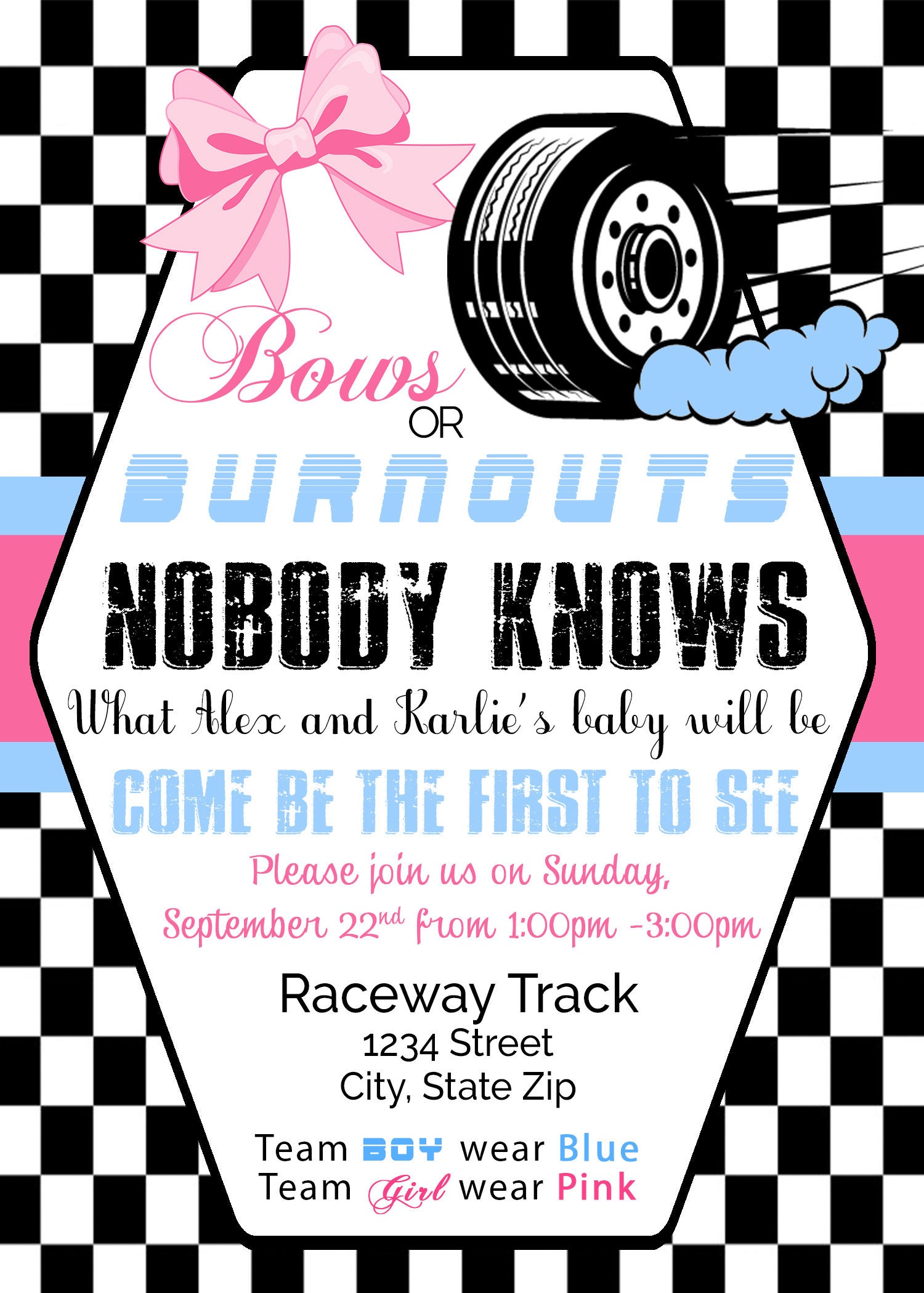 Burnouts Or Bows Invitation Template Free