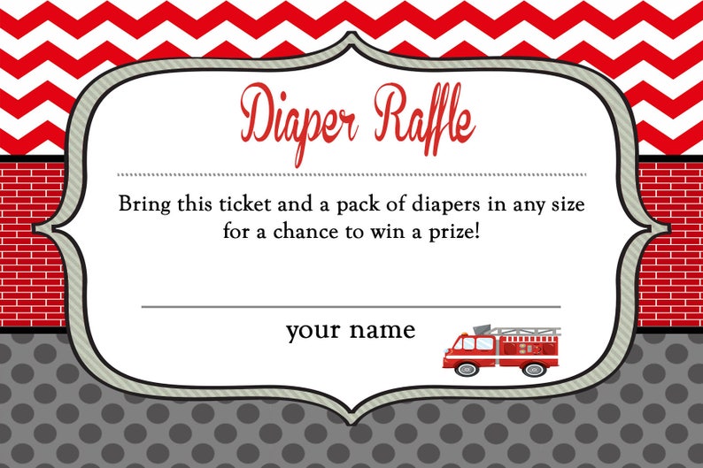 Fire Truck Diaper Raffle - Etsy