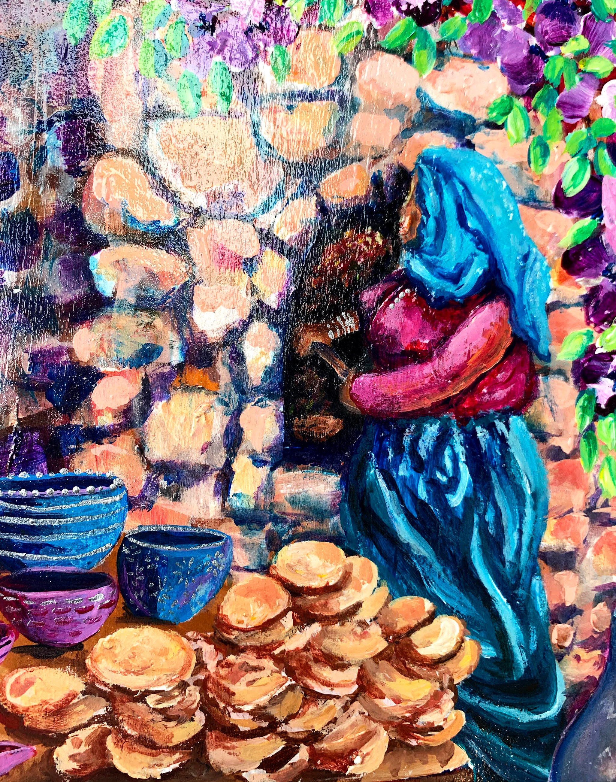 Baking Day Bright Traditional Painting, Acrylic on Wood, Mixed Media - Etsy