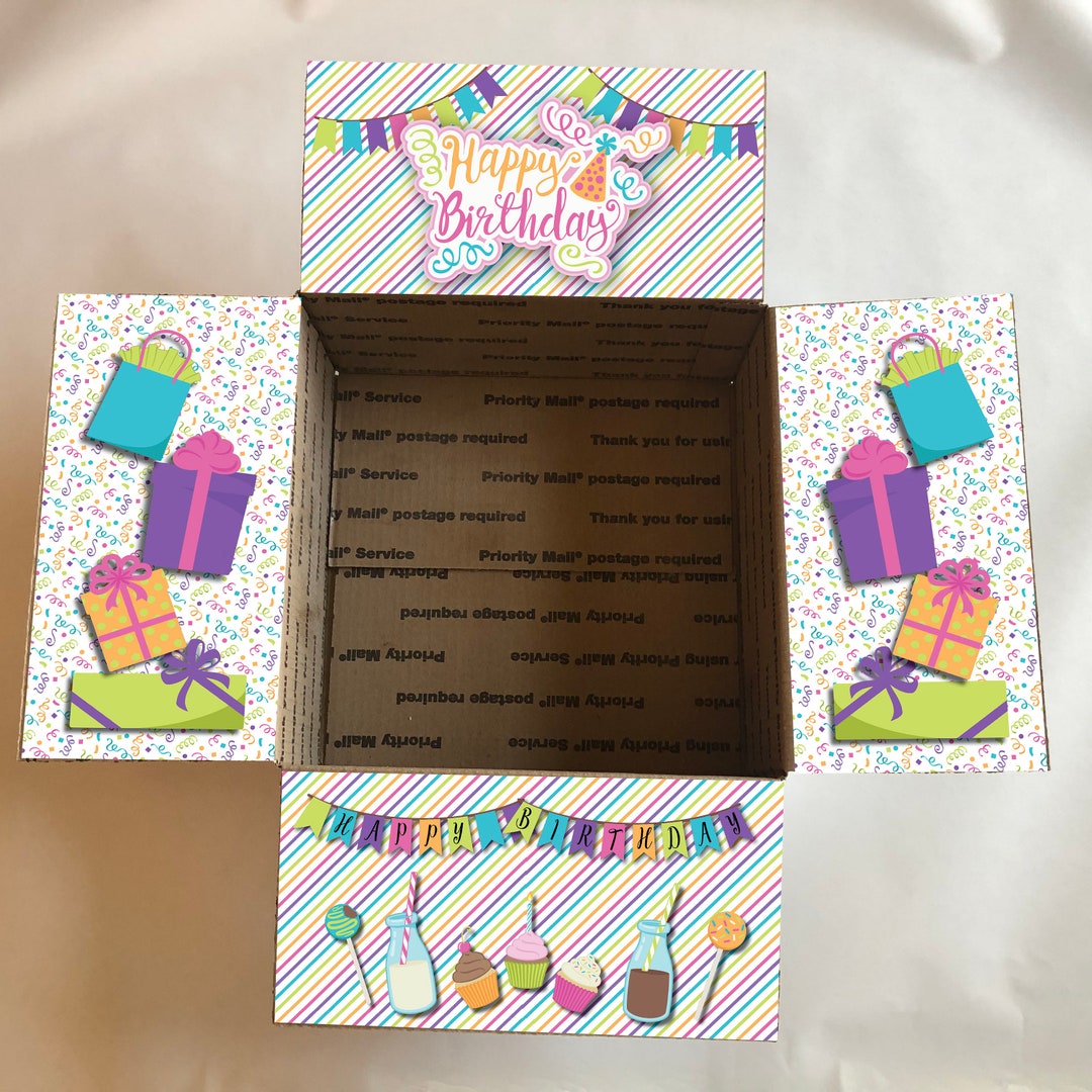 Pink Happy Birthday Box Flaps - PRINTABLE - Etsy
