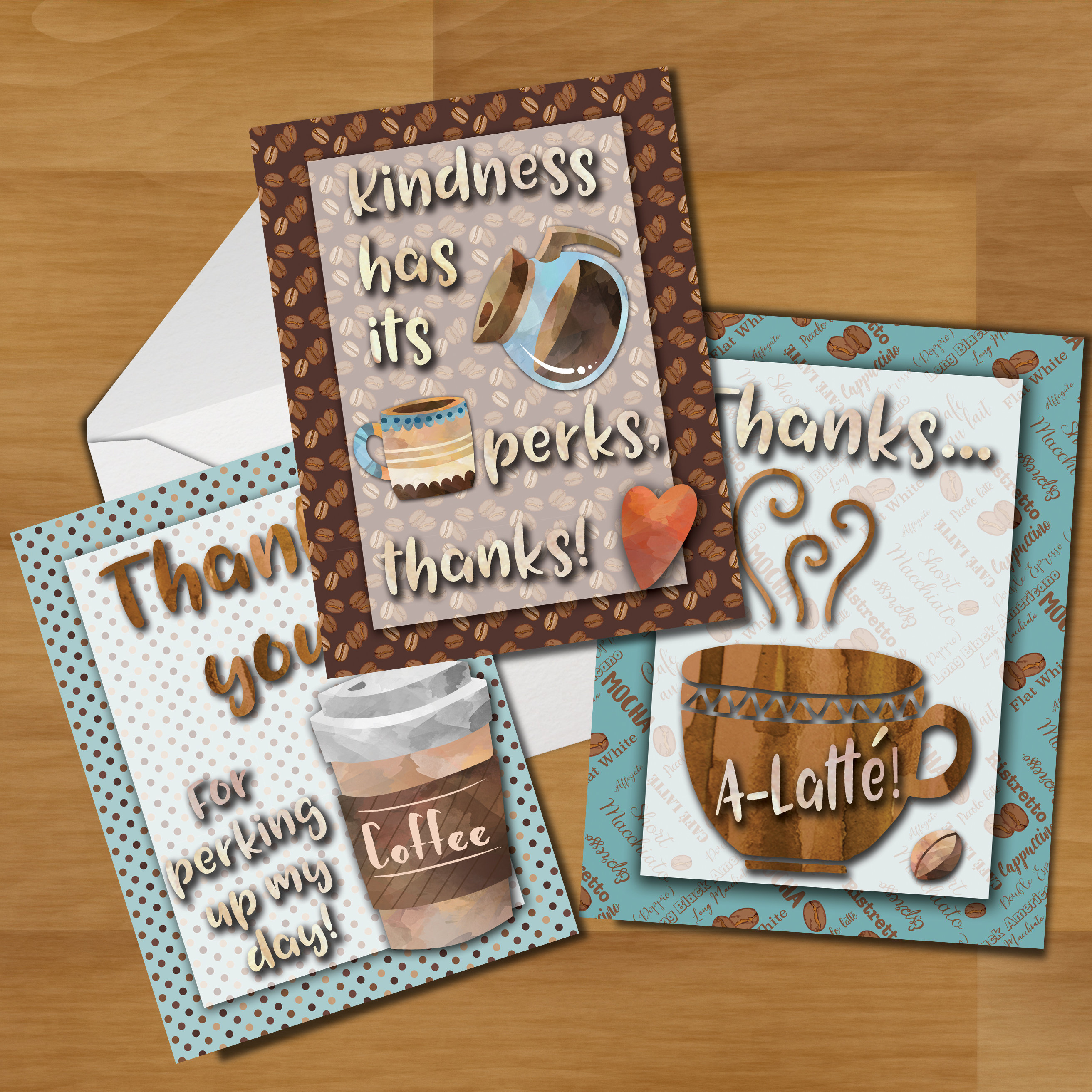 Coffee Themed Thank You Card Collection - Etsy