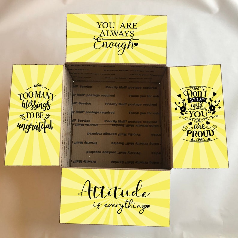 Sunny Affirmations Care Package Box Flaps - PRINTABLE - Etsy