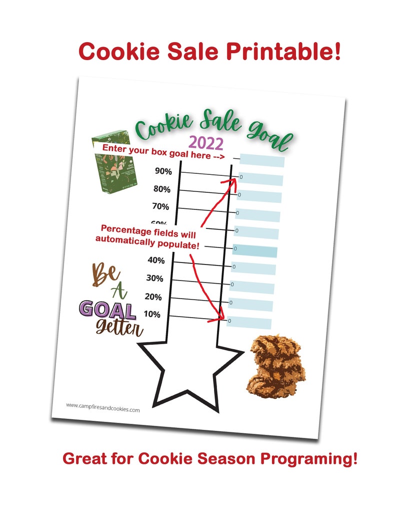 Fillable Girl Scout Cookie Sale Goal Sheet With Calculated Fields for ...