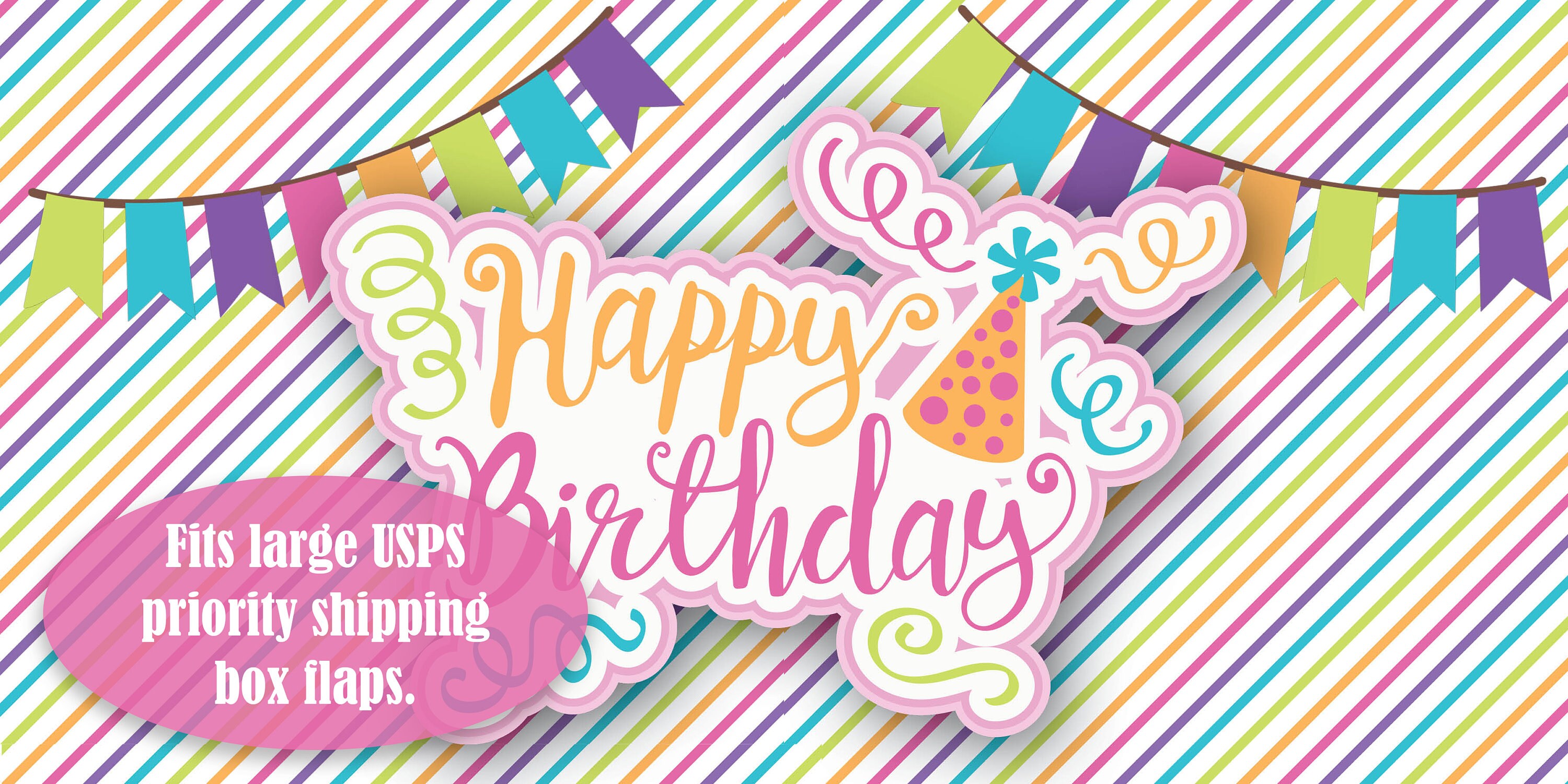 Pink Happy Birthday Box Flaps - PRINTABLE - Etsy