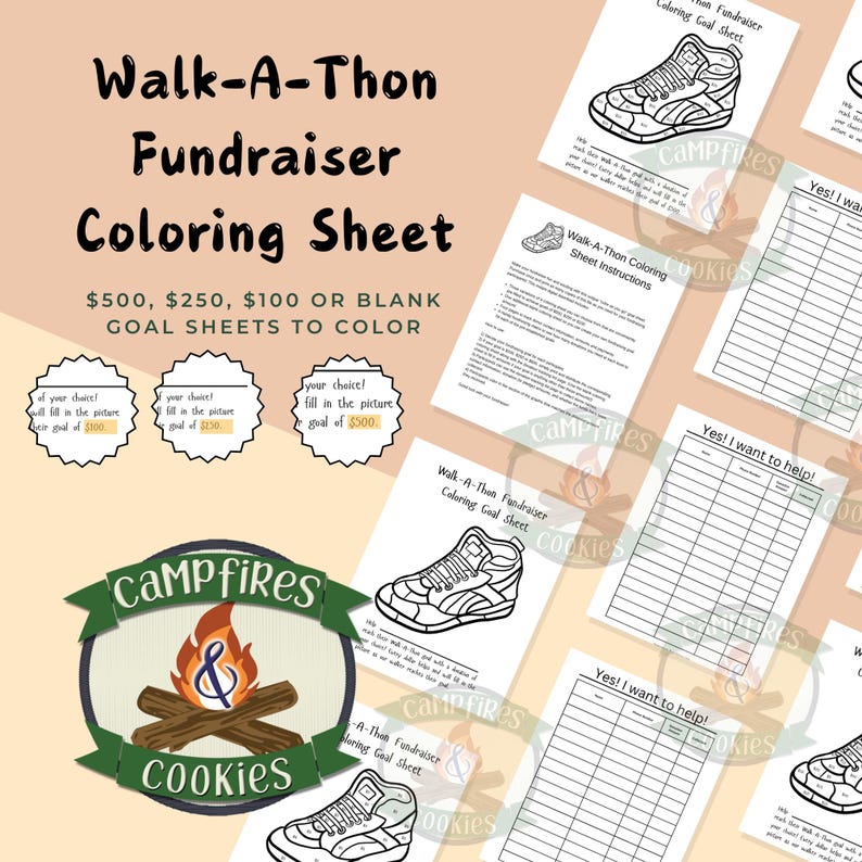 Walk-a-thon Fundraiser Coloring Goal Tracker for Schools or Clubs - Etsy