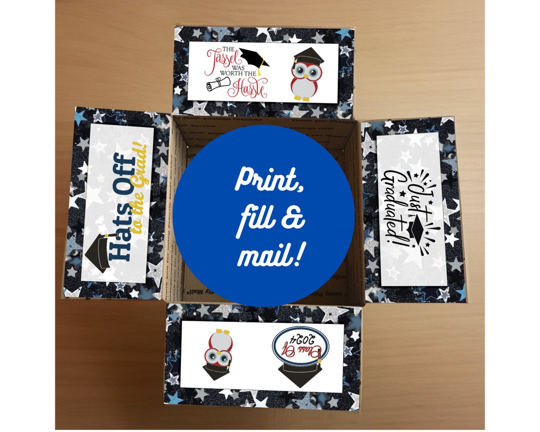 Graduation Care Package Box Flap Decorations- PRINTABLE - Etsy