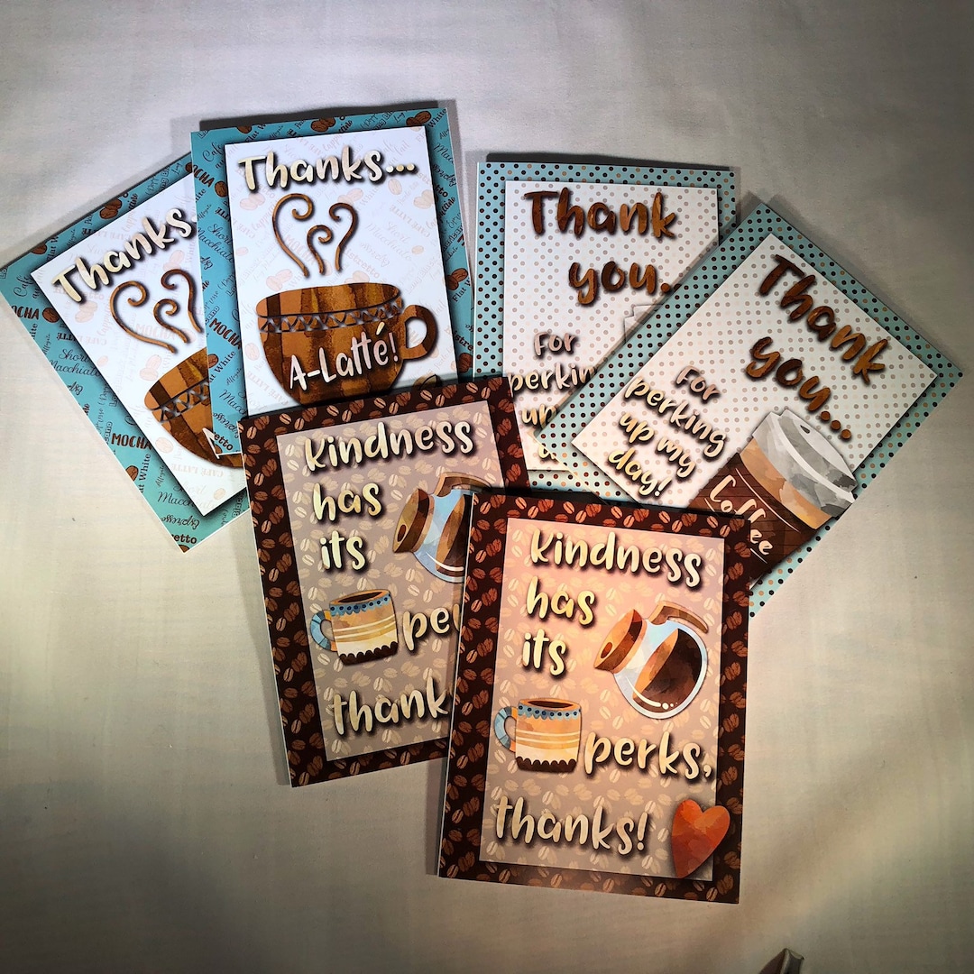 Coffee Themed Thank You Card Collection - Etsy