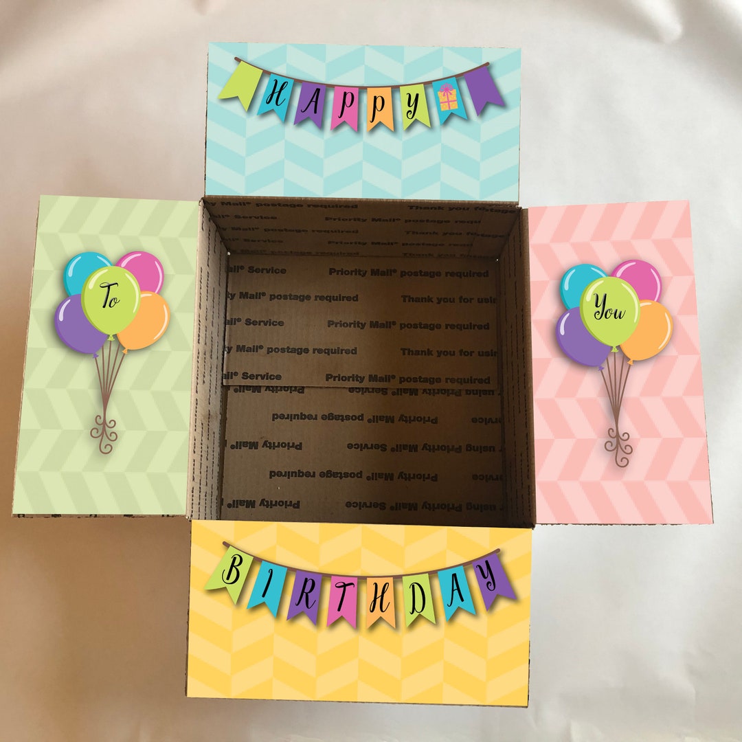 Happy Birthday Banner Box Flaps - PRINTABLE - Etsy