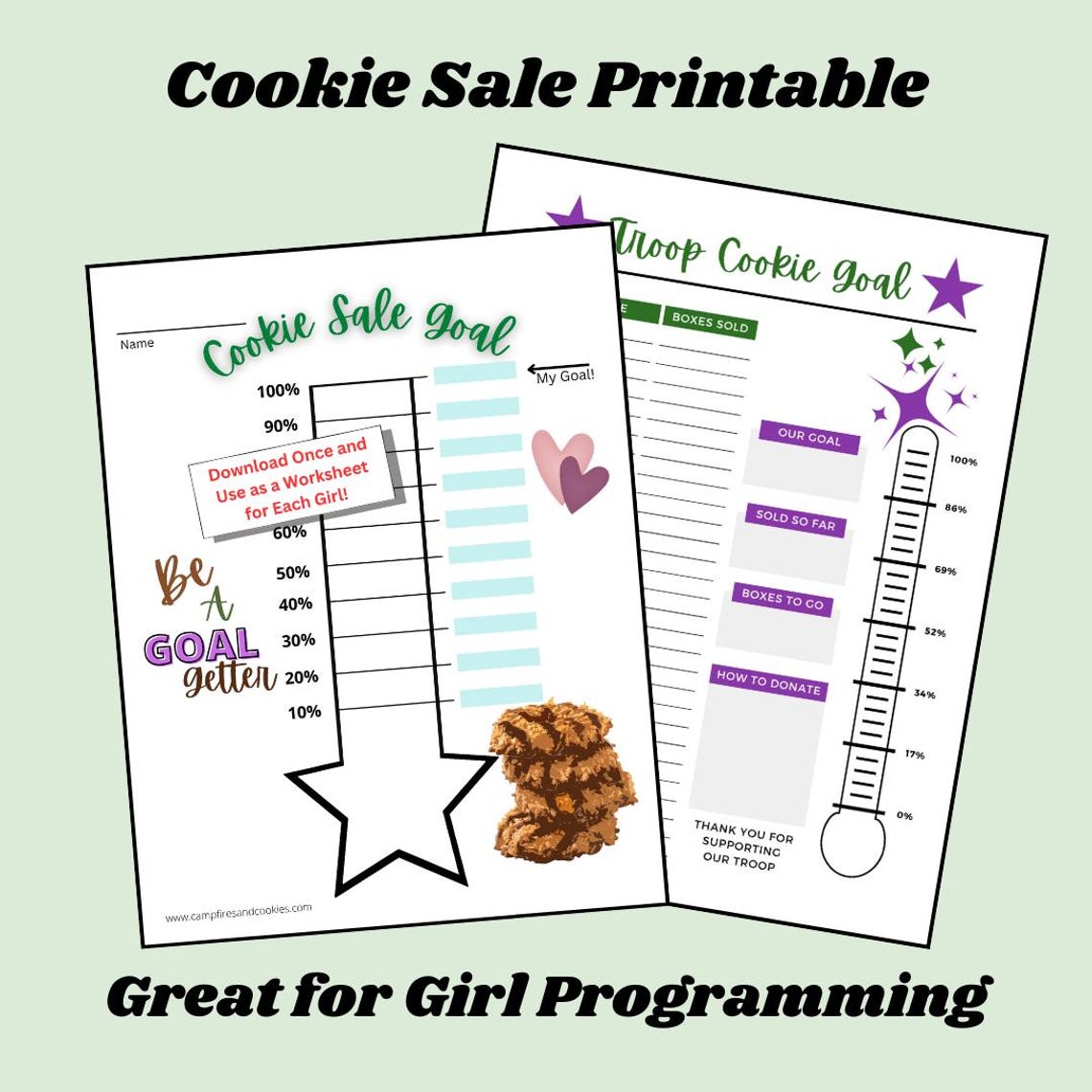 Fillable Girl Scout Cookie Sale Goal Sheet With Calculated Fields for ...