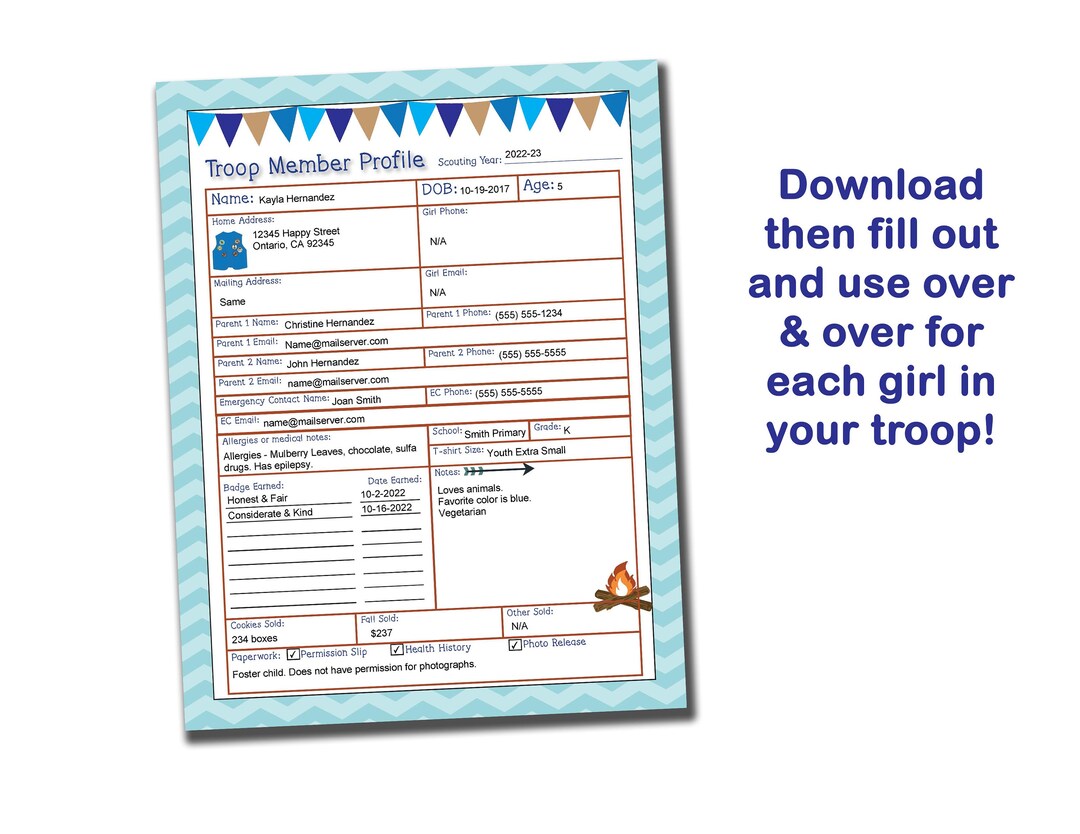 Daisy Troop Member Profile Form - Etsy