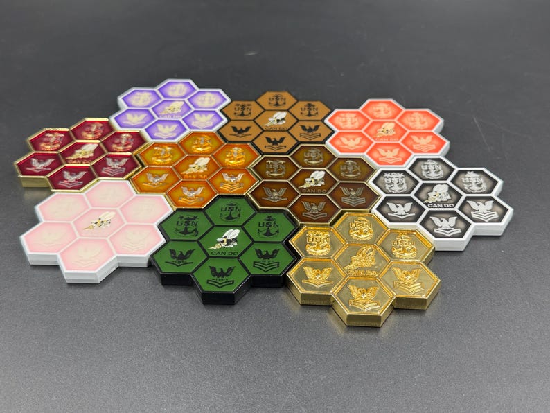 U.S. Navy Seabee Honeycomb Challenge Coin • 10 Color Options • Seabee ...