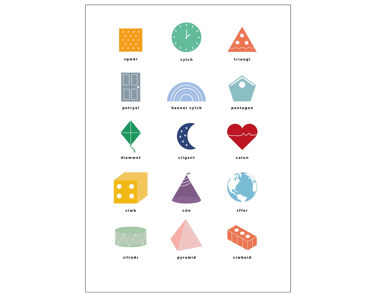 Welsh Shapes Print Siapiau 2D/3D Dysgur Siapiau Welsh - Etsy UK