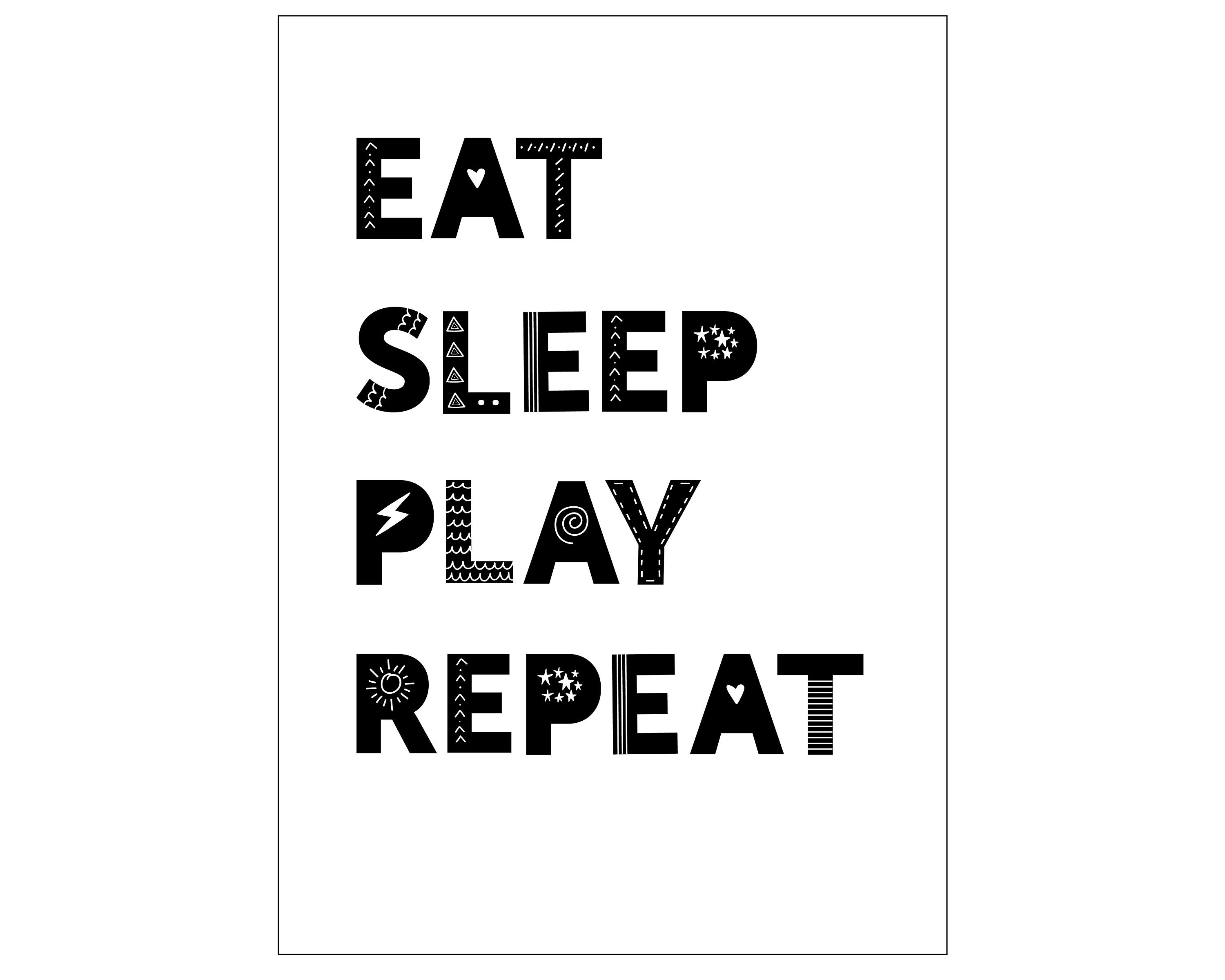 Eat Sleep Play Repeat Childrens Wall Art Scandi Print - Etsy