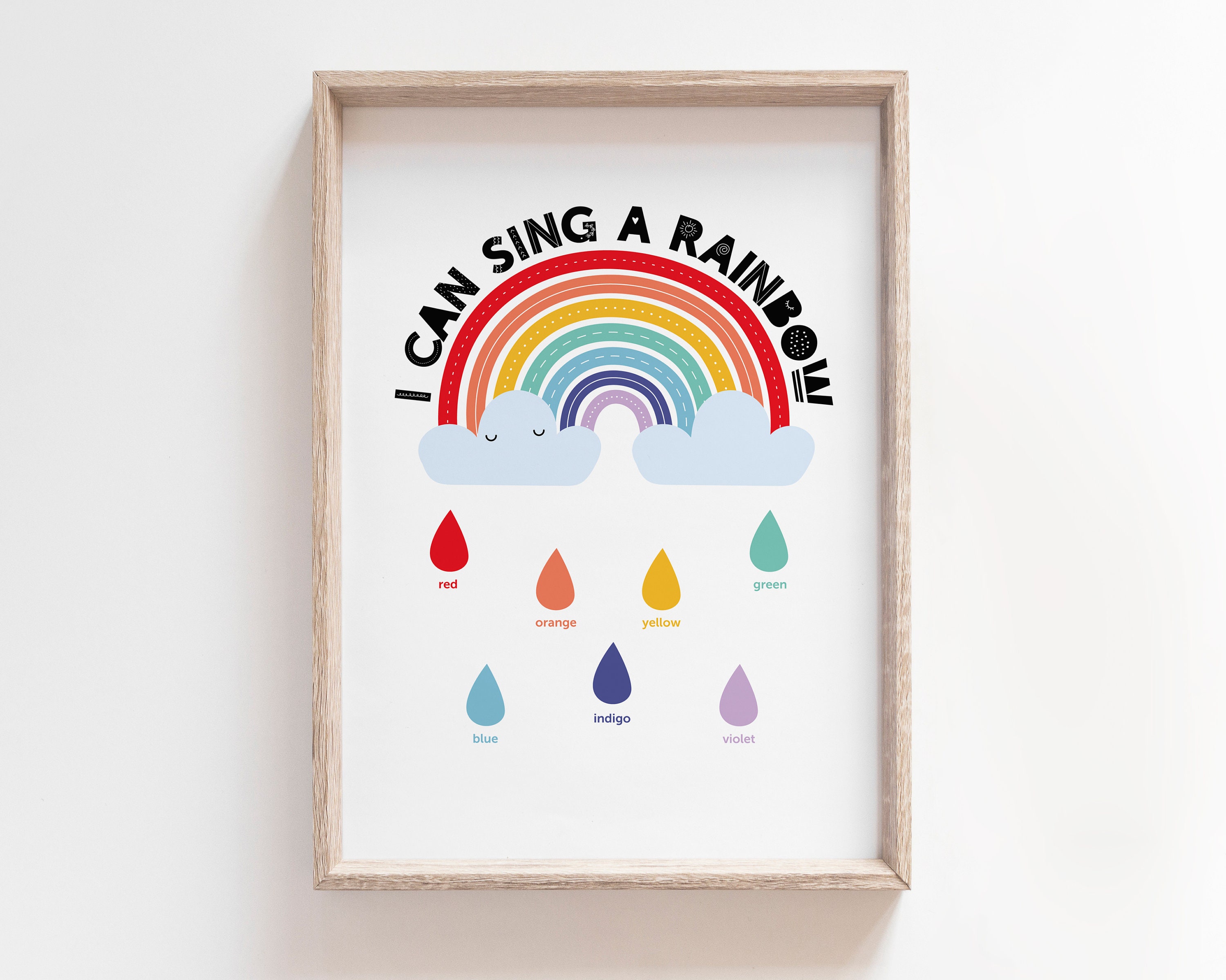 I Can Sing A Rainbow Print Childrens Wall Art Scandi Print Nursery ...