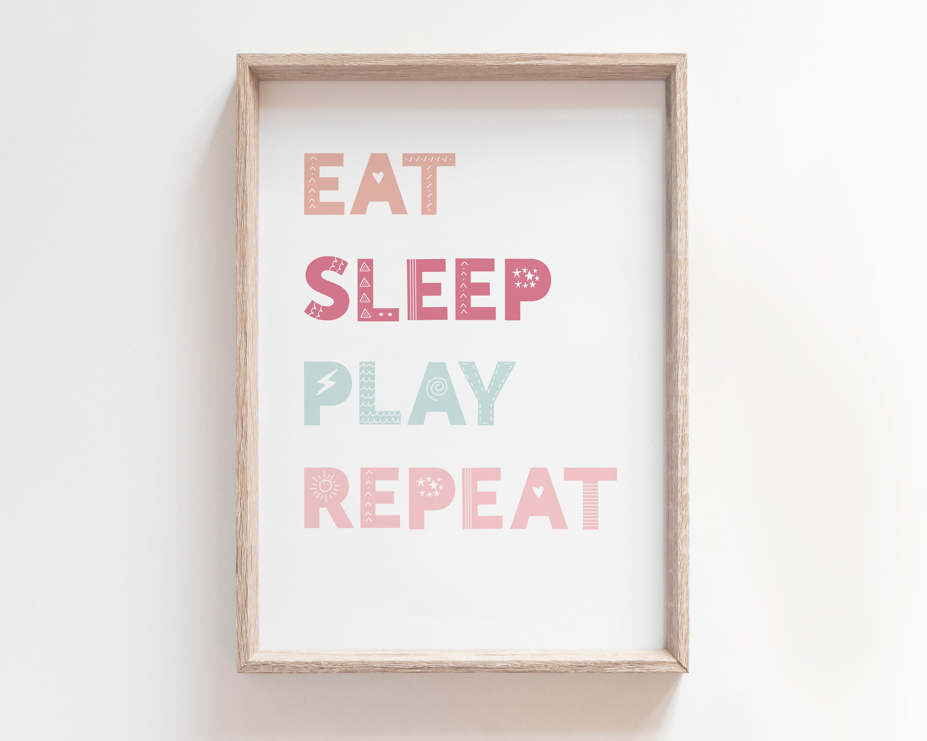 Eat Sleep Play Repeat Childrens Wall Art Scandi Print | Etsy