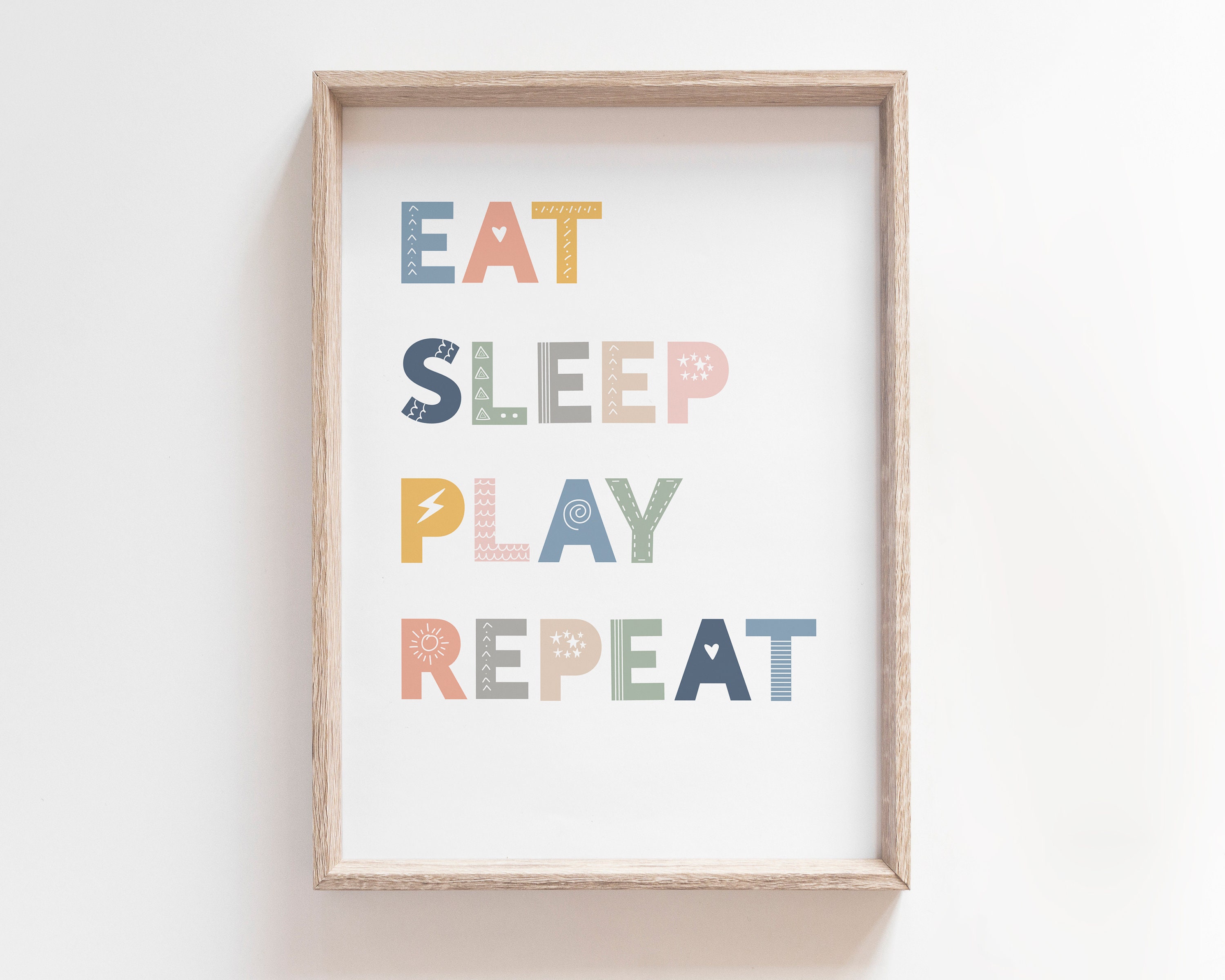 Eat Sleep Play Repeat Childrens Wall Art Scandi Print | Etsy