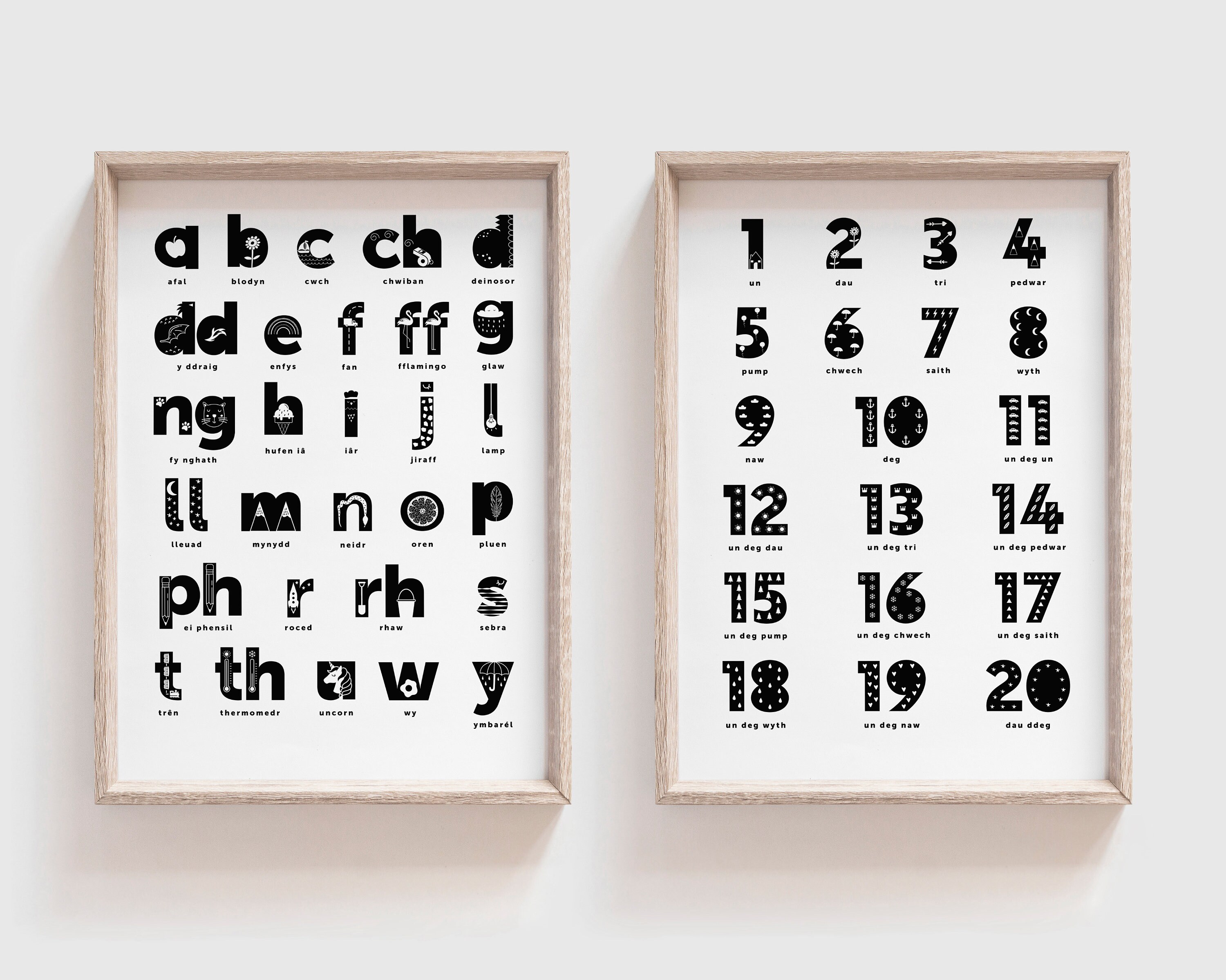 Welsh Alphabet and Number Print Set of 2 Wyddor a Rhifau - Etsy UK
