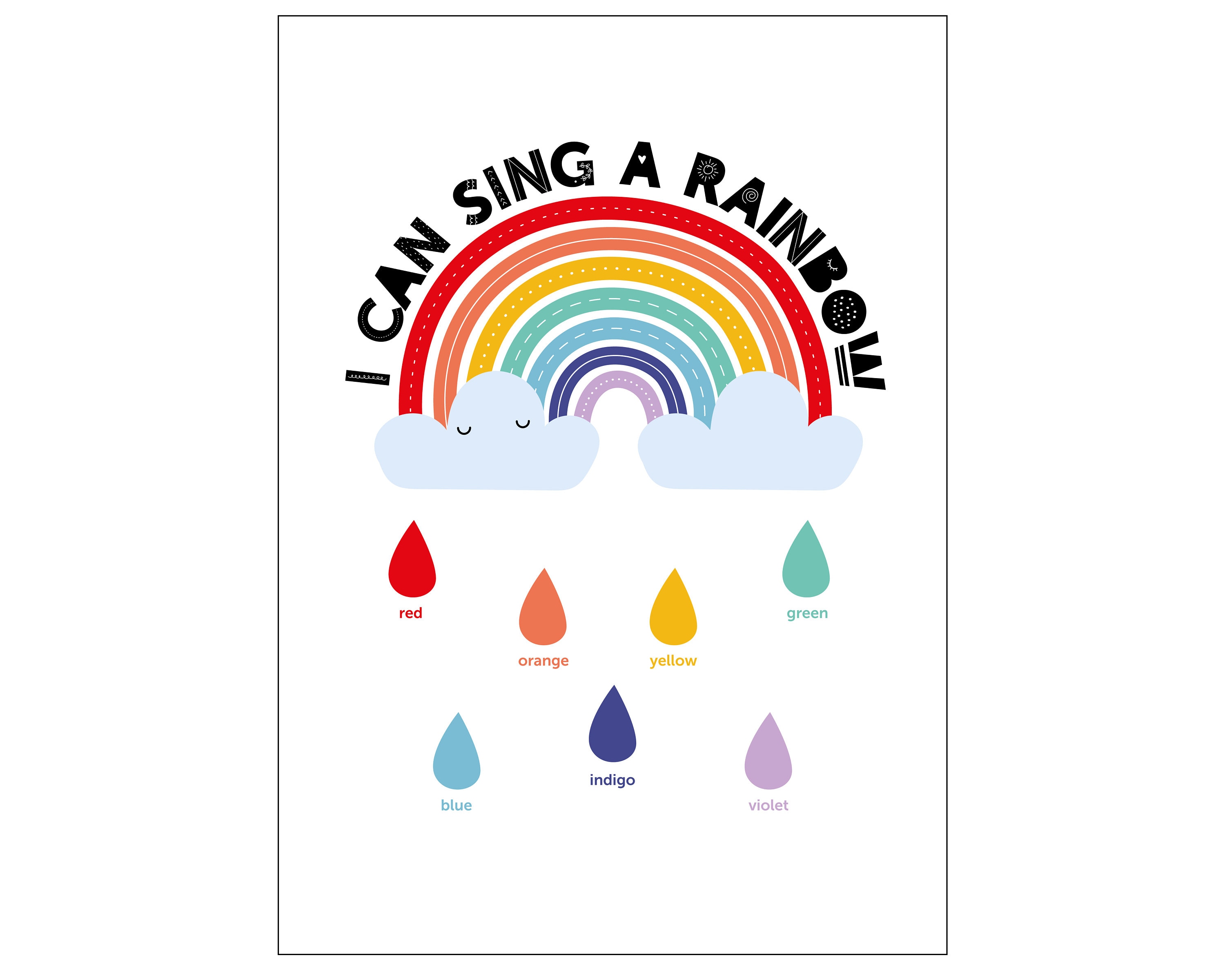 I Can Sing A Rainbow Print Childrens Wall Art Scandi | Etsy