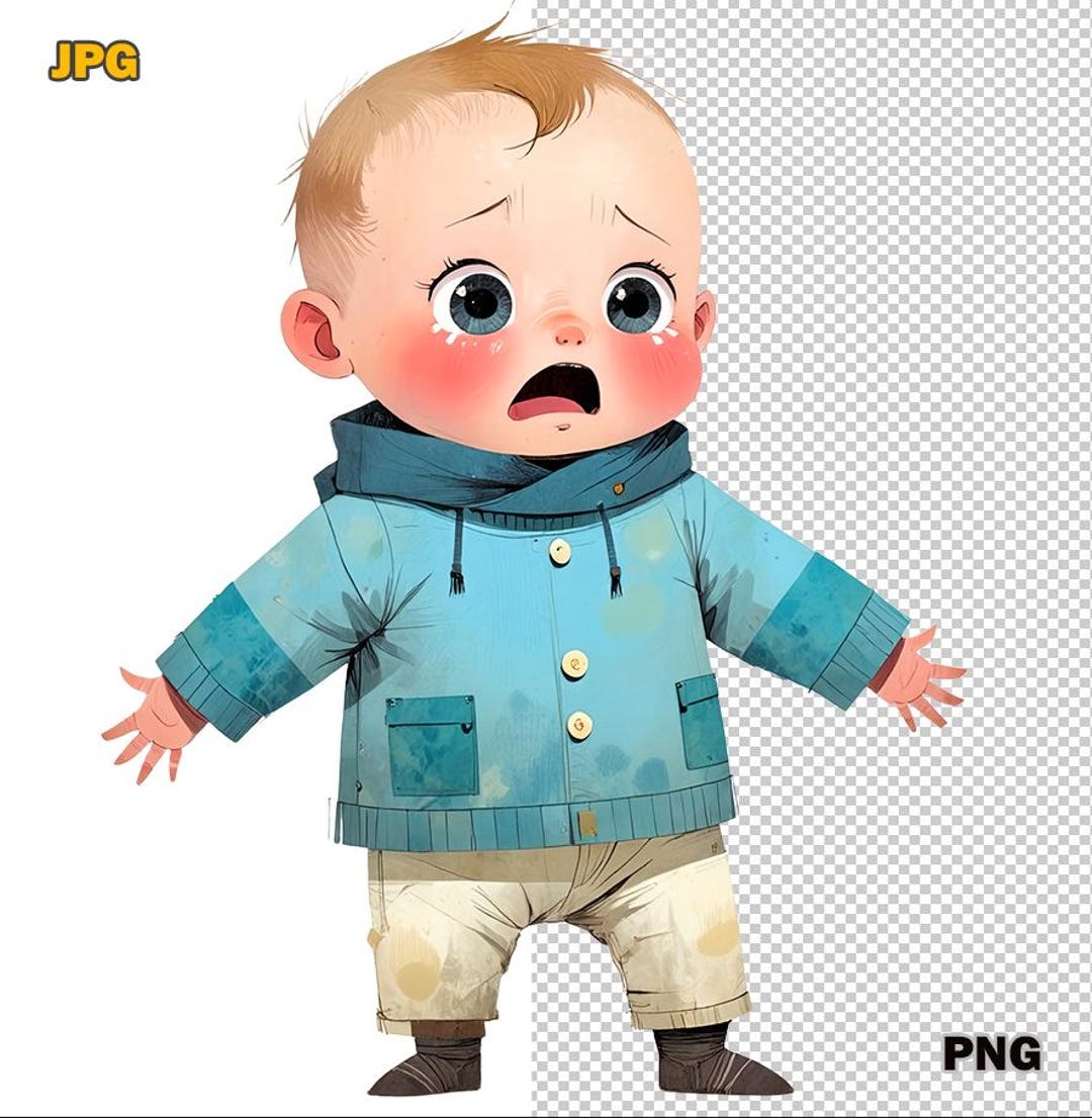 Crying Baby Clipart: Color Pencil Style, Teary-eyed Infant (PNG & JPG ...