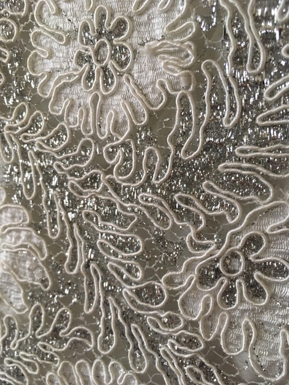 60s Silver Siren Dress - 1960s Vintage White Silver P… - Gem