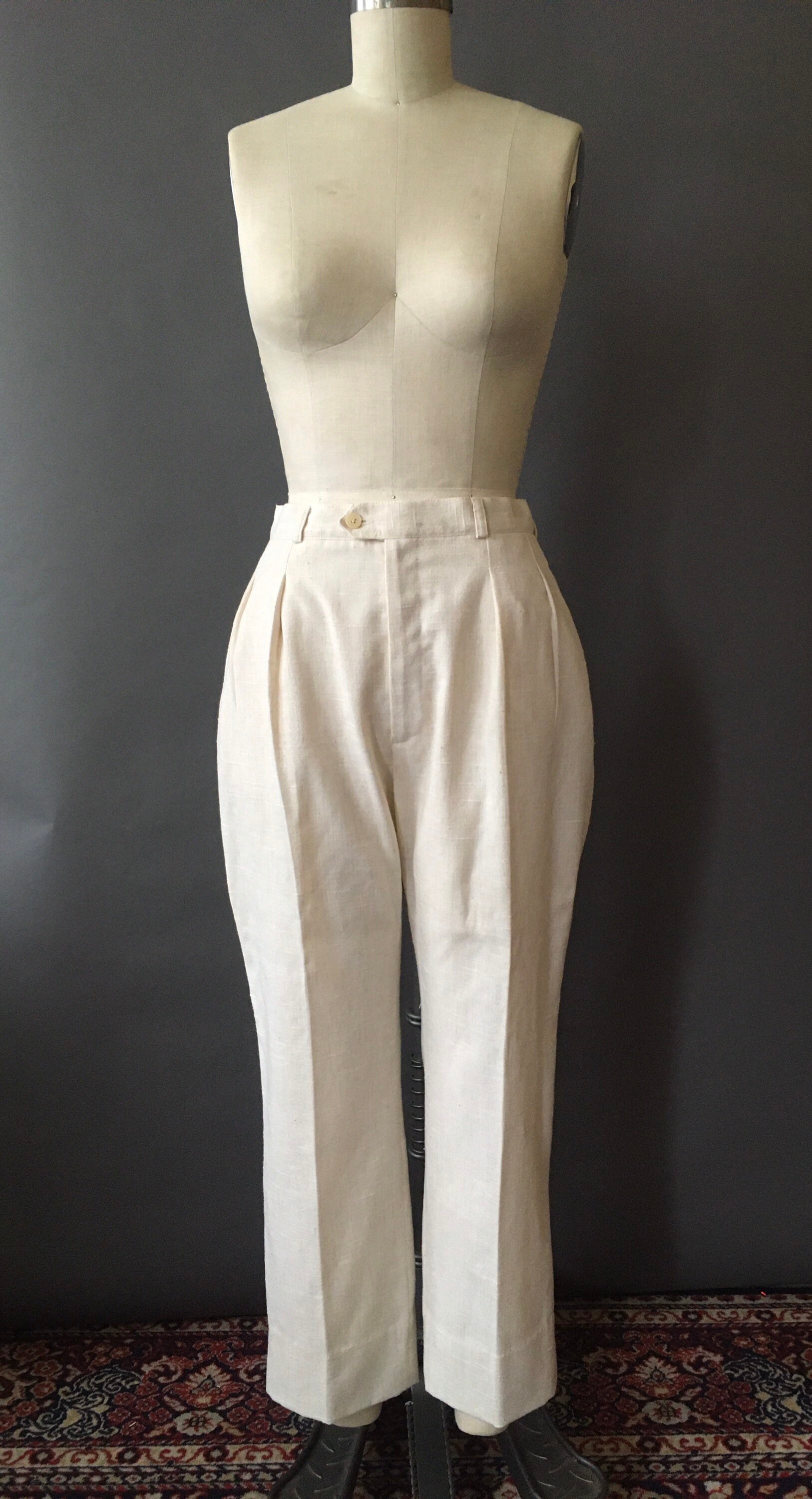 80s Yugoslavia Era Pants 1980s Vintage White Beige Pleated Pants ...