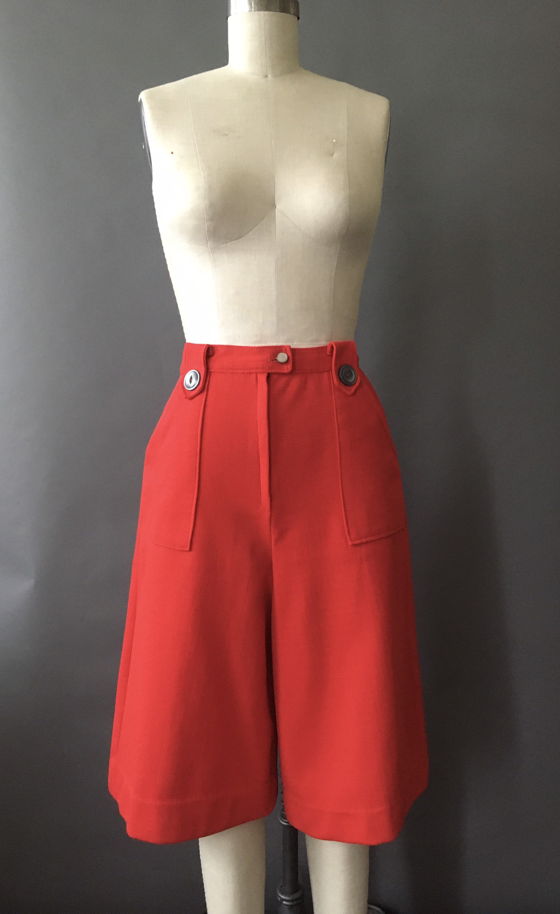 70s the Red Tulip Pants 1970s Vintage Red Culottes 70s Bright Red Pants ...