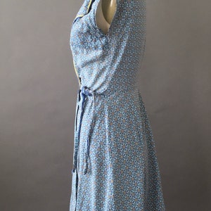 50s Swirl Me Around Dress 1950s Cotton Blue Yellow Wrap Dress Abstract ...