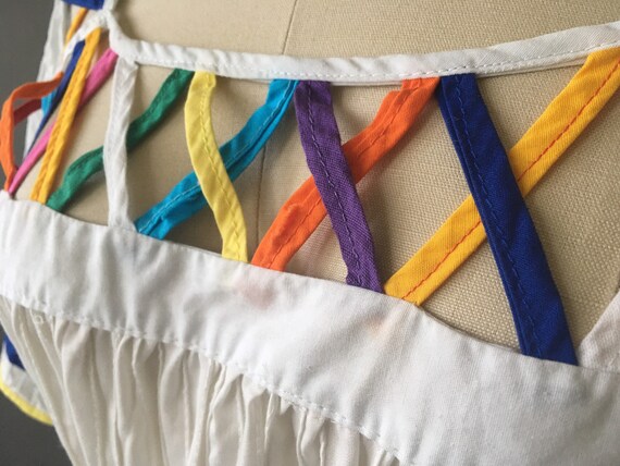 Vintage The Rainbow Cage Dress - Vintage White Cotton… - Gem