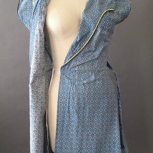 50s Swirl Me Around Dress 1950s Cotton Blue Yellow Wrap Dress Abstract ...