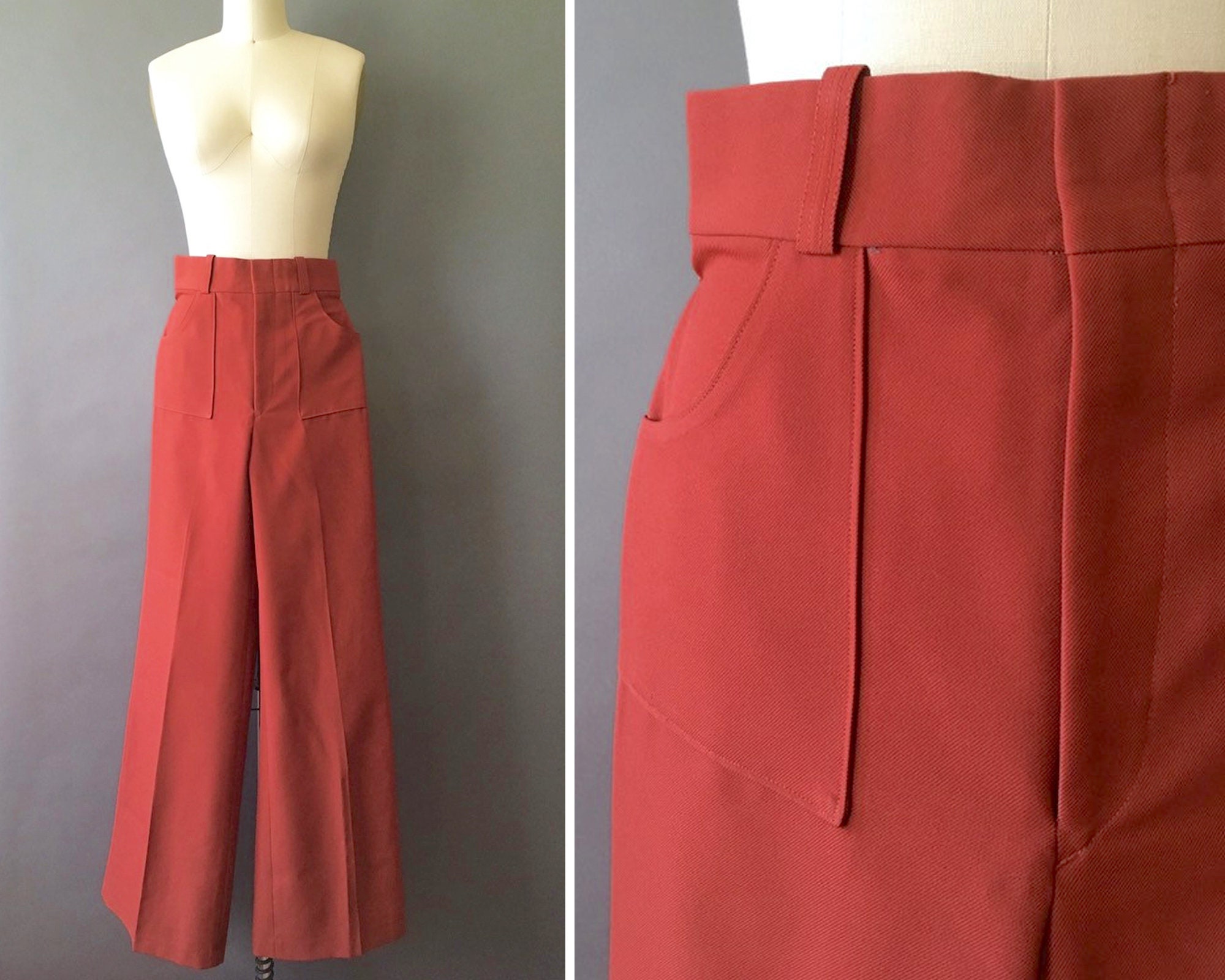 70s Copper Pants 1970s Vintage Red Pants High Waisted - Etsy