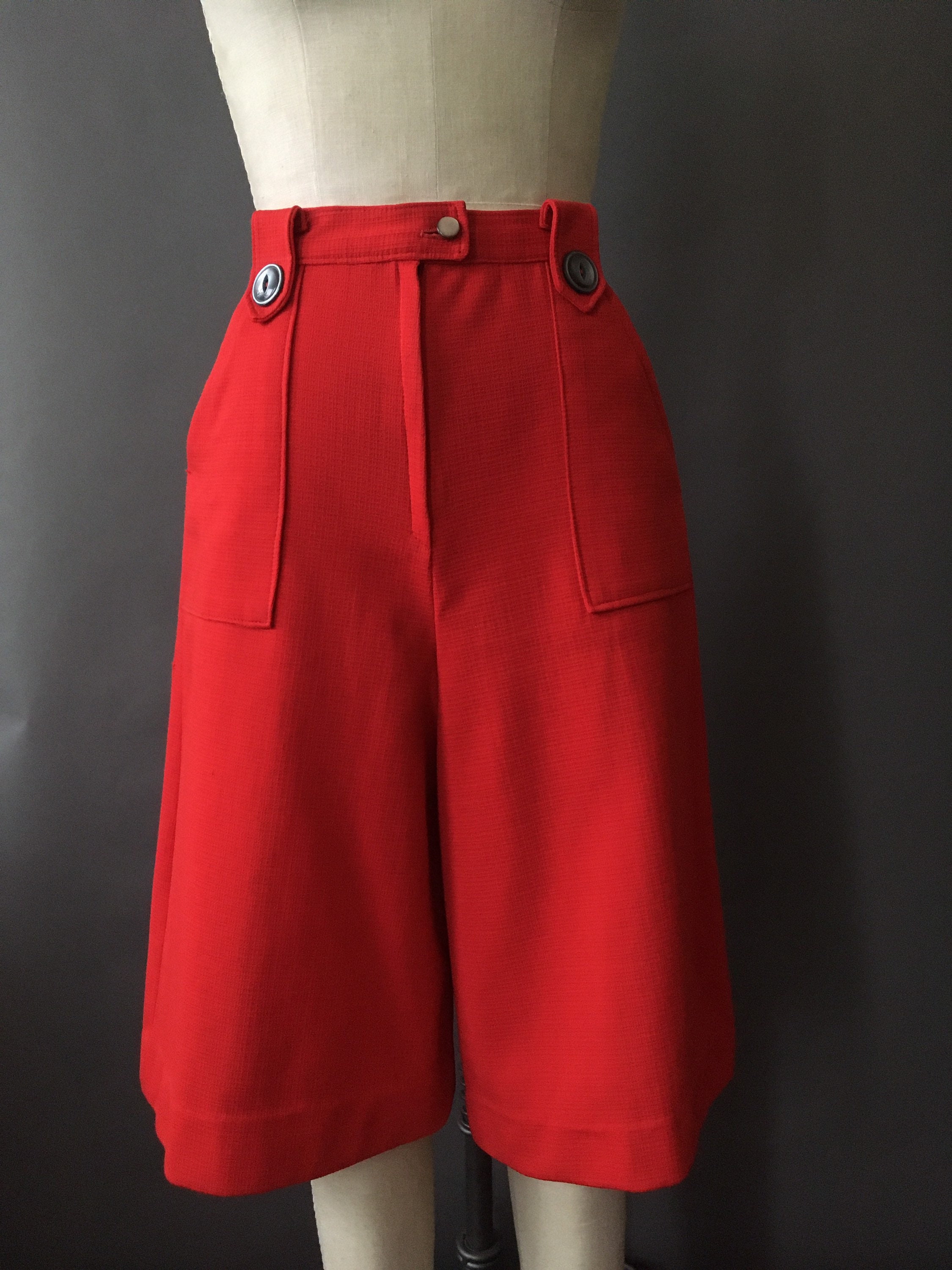 70s the Red Tulip Pants 1970s Vintage Red Culottes 70s Bright Red Pants ...
